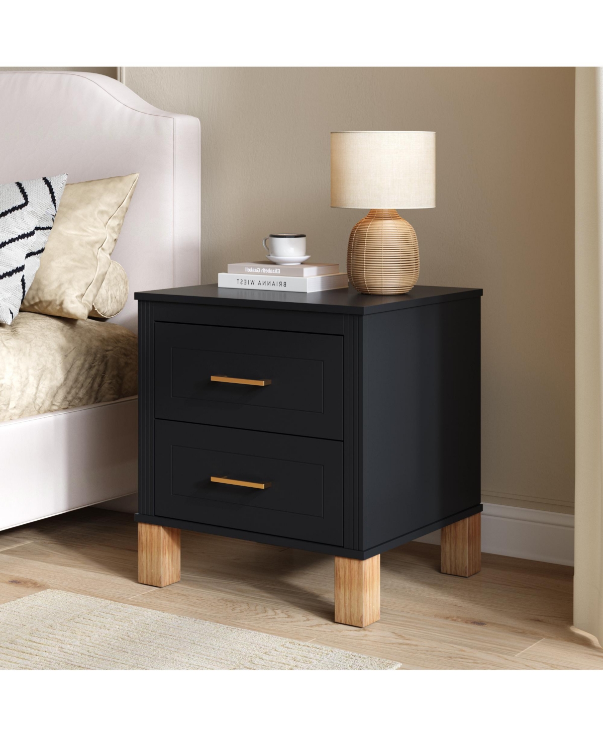 Click here for Clihome 2 Drawer Nightstand  Solid Wood Legs Night... prices