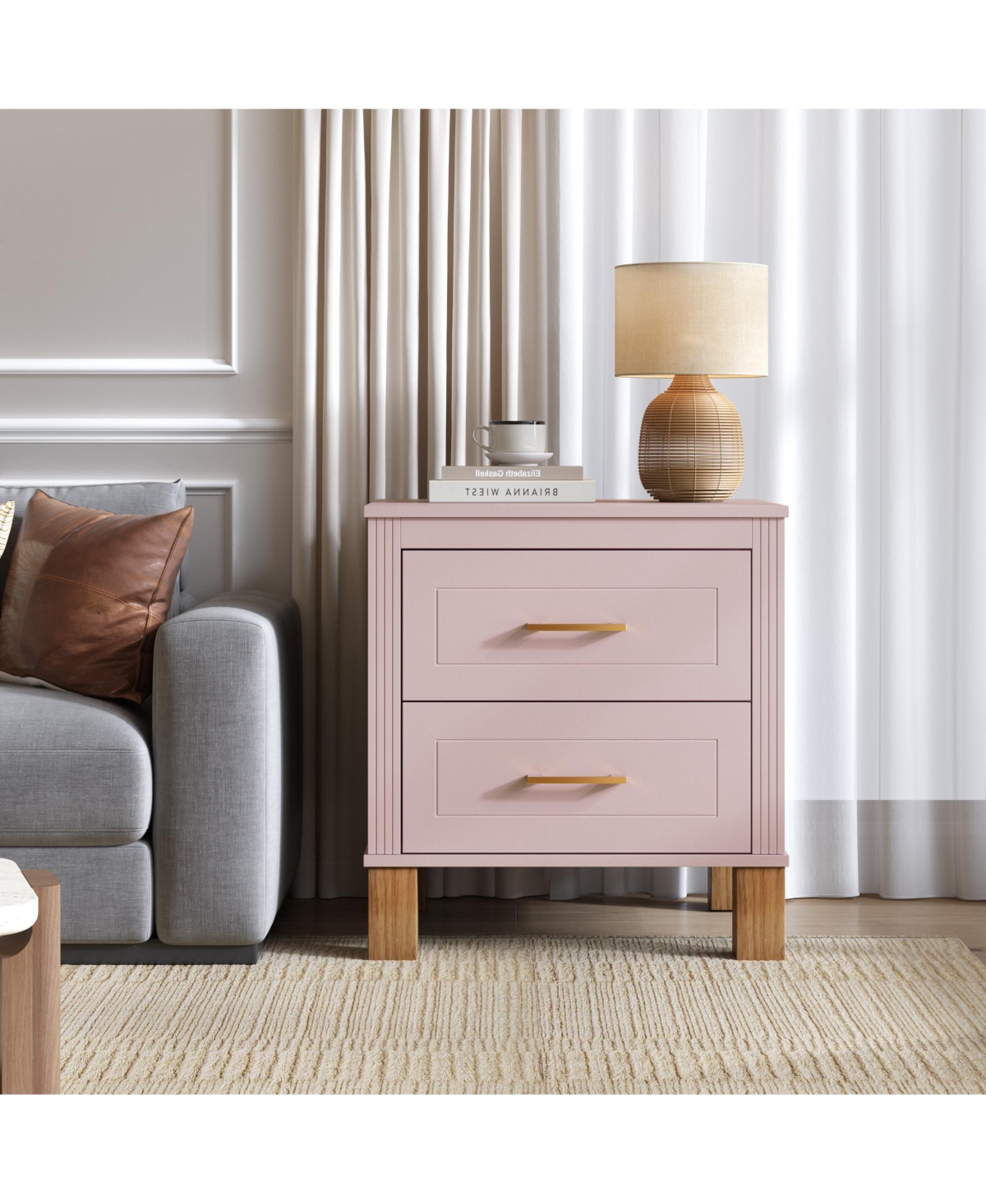Click here for Clihome 2 Drawer Nightstand  Solid Wood Legs Night... prices