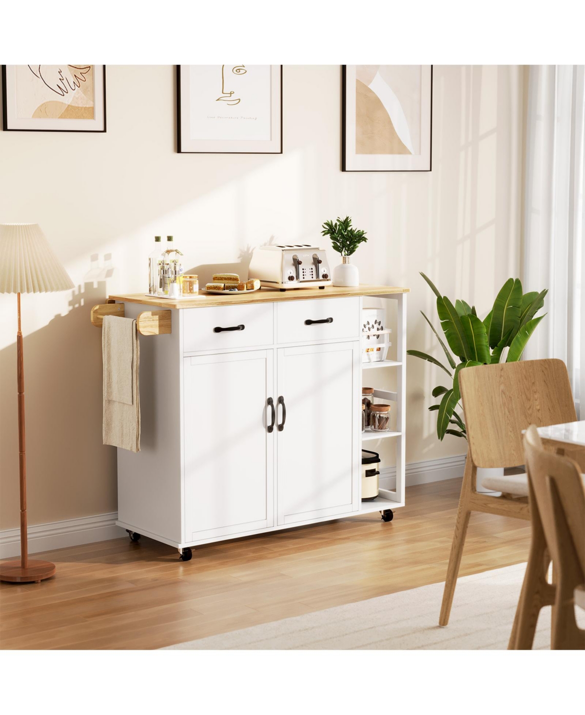 Click here for homfan Rolling Kitchen Island Cart  43 Inch White... prices