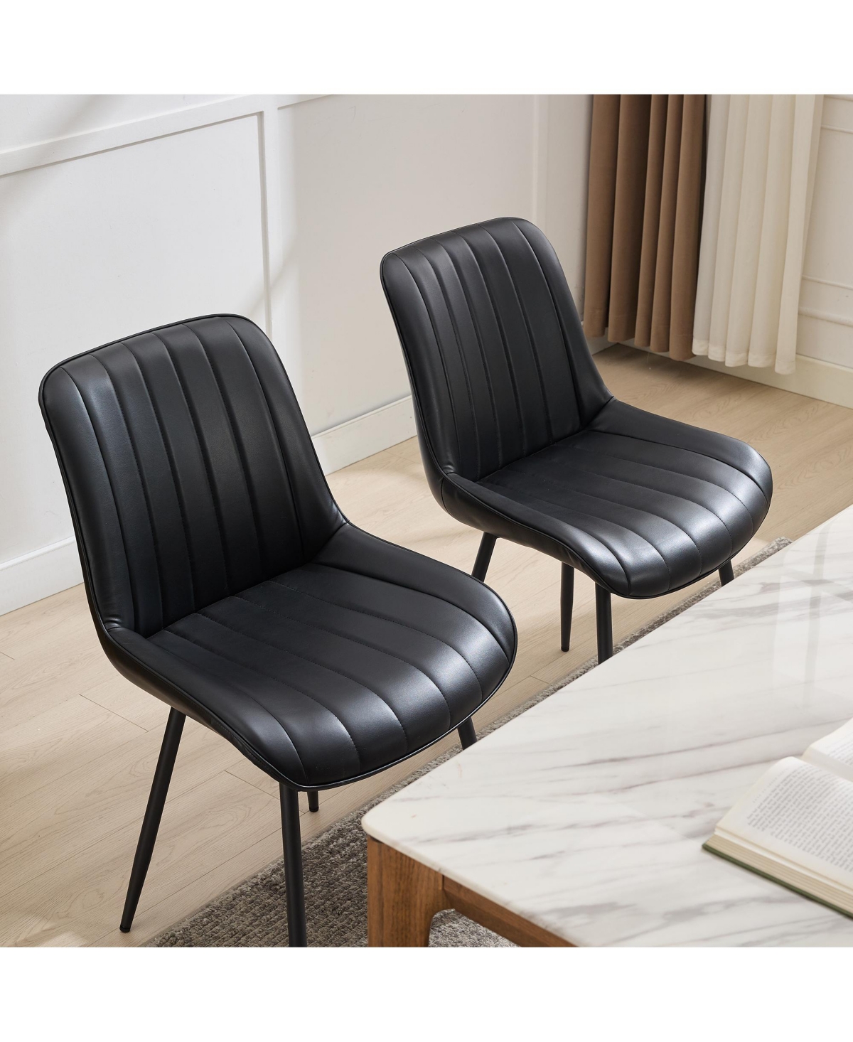 Click here for homfan Set of 2 Dining Chairs  Faux Leather Uphols... prices