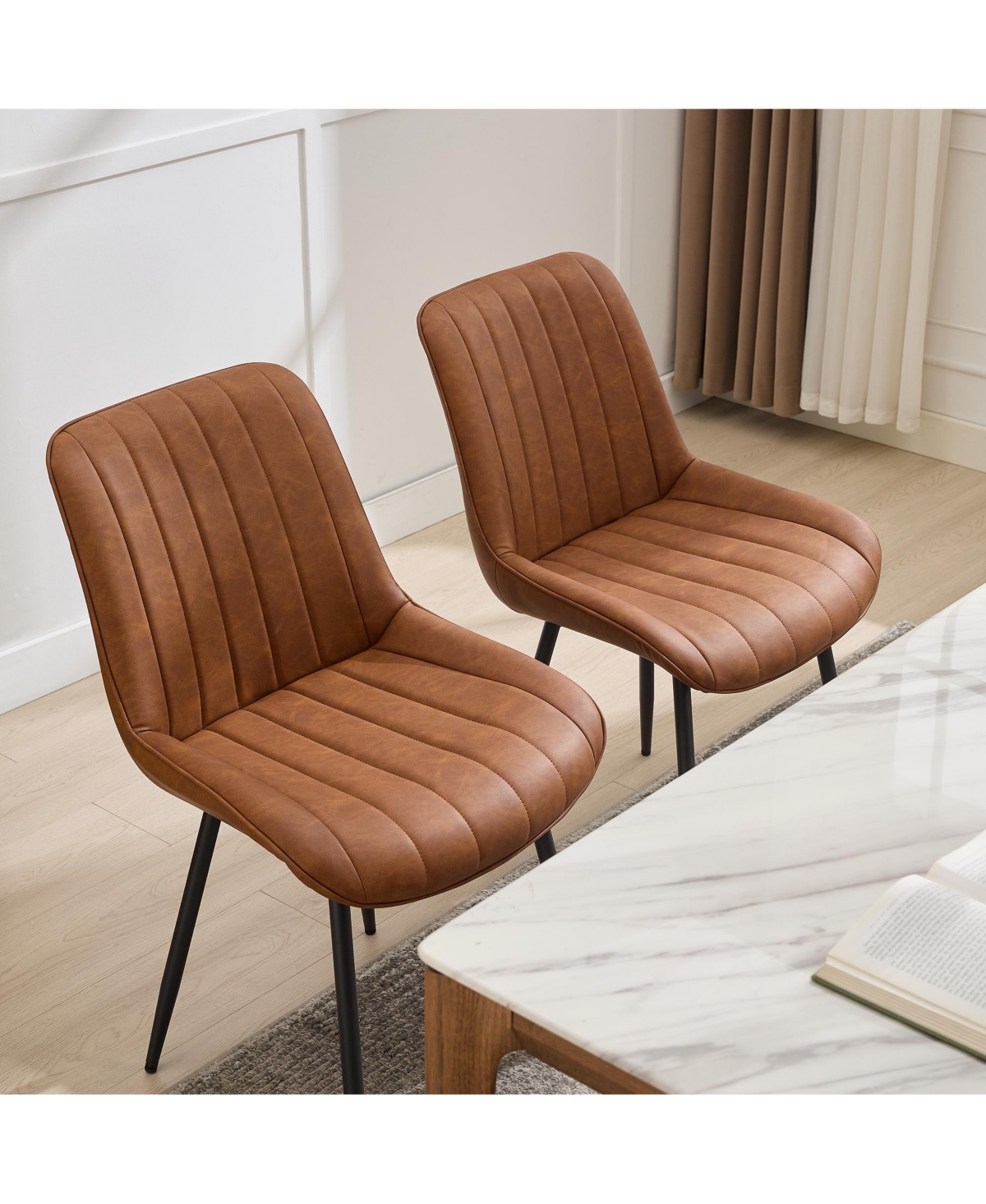Click here for homfan Set of 2 Dining Chairs  Faux Leather Uphols... prices