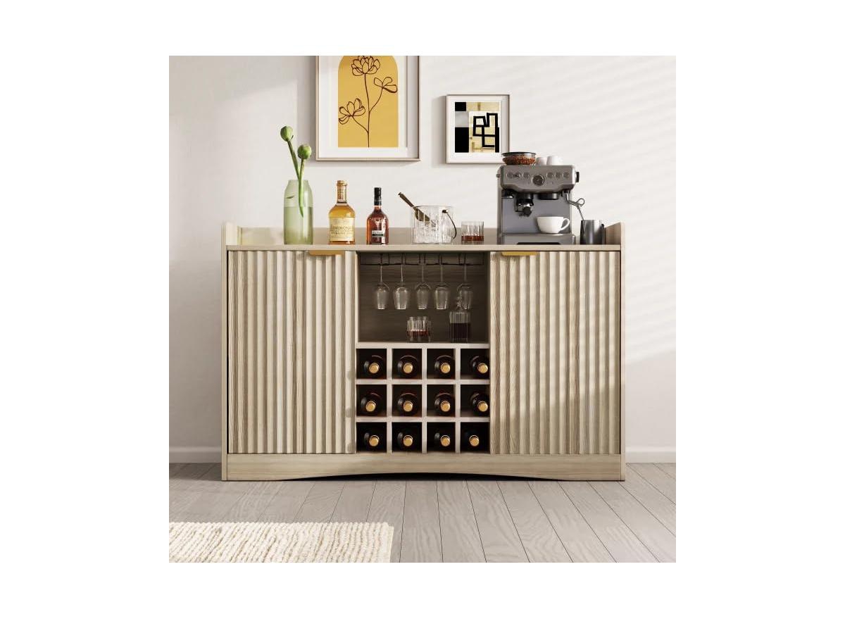Click here for homfan 47 Engineered Wood Wine Bar Cabinet with Gl... prices