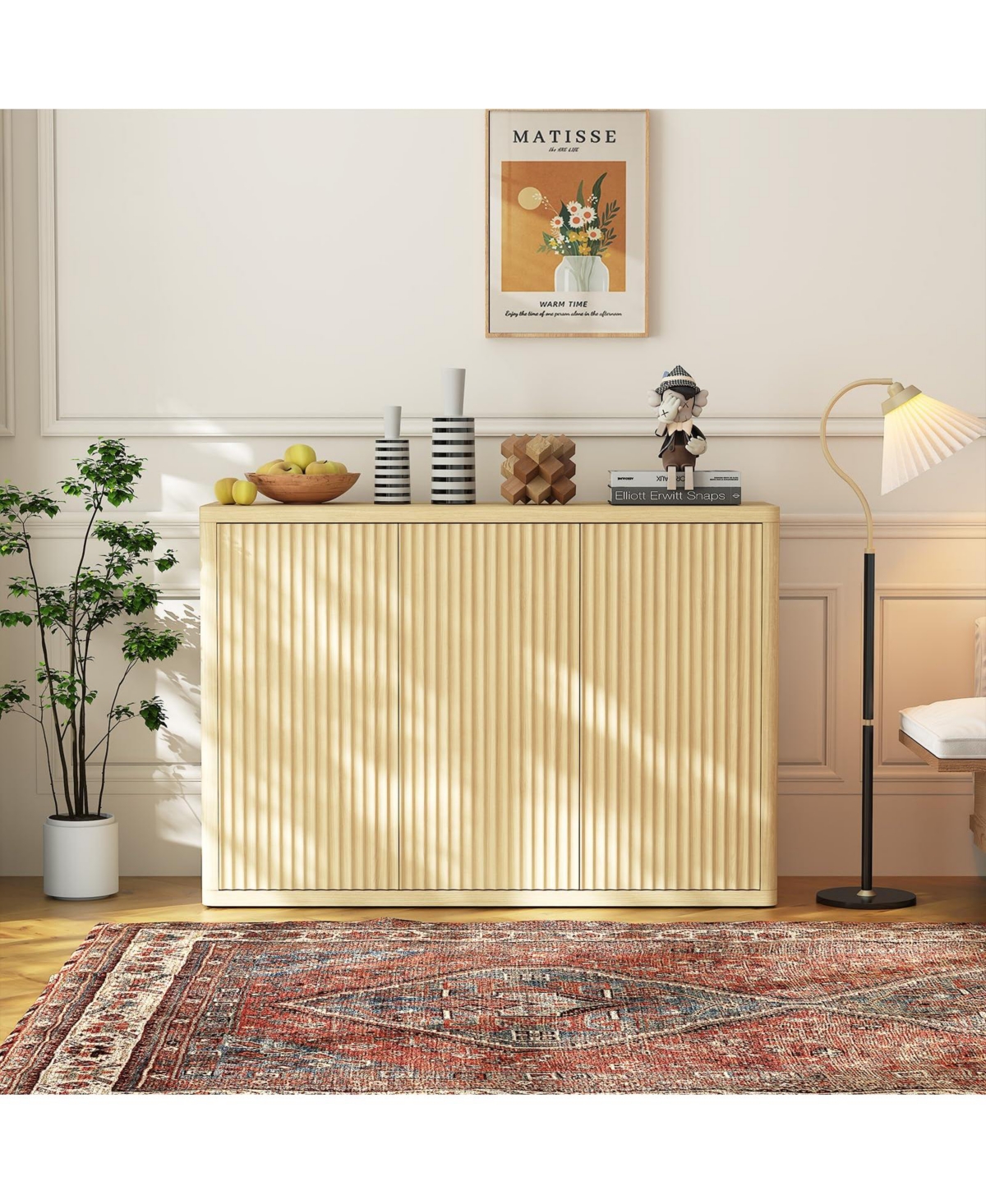 Click here for homfan 46.7 Inch Buffet Cabinet with 3 Fluted Door... prices