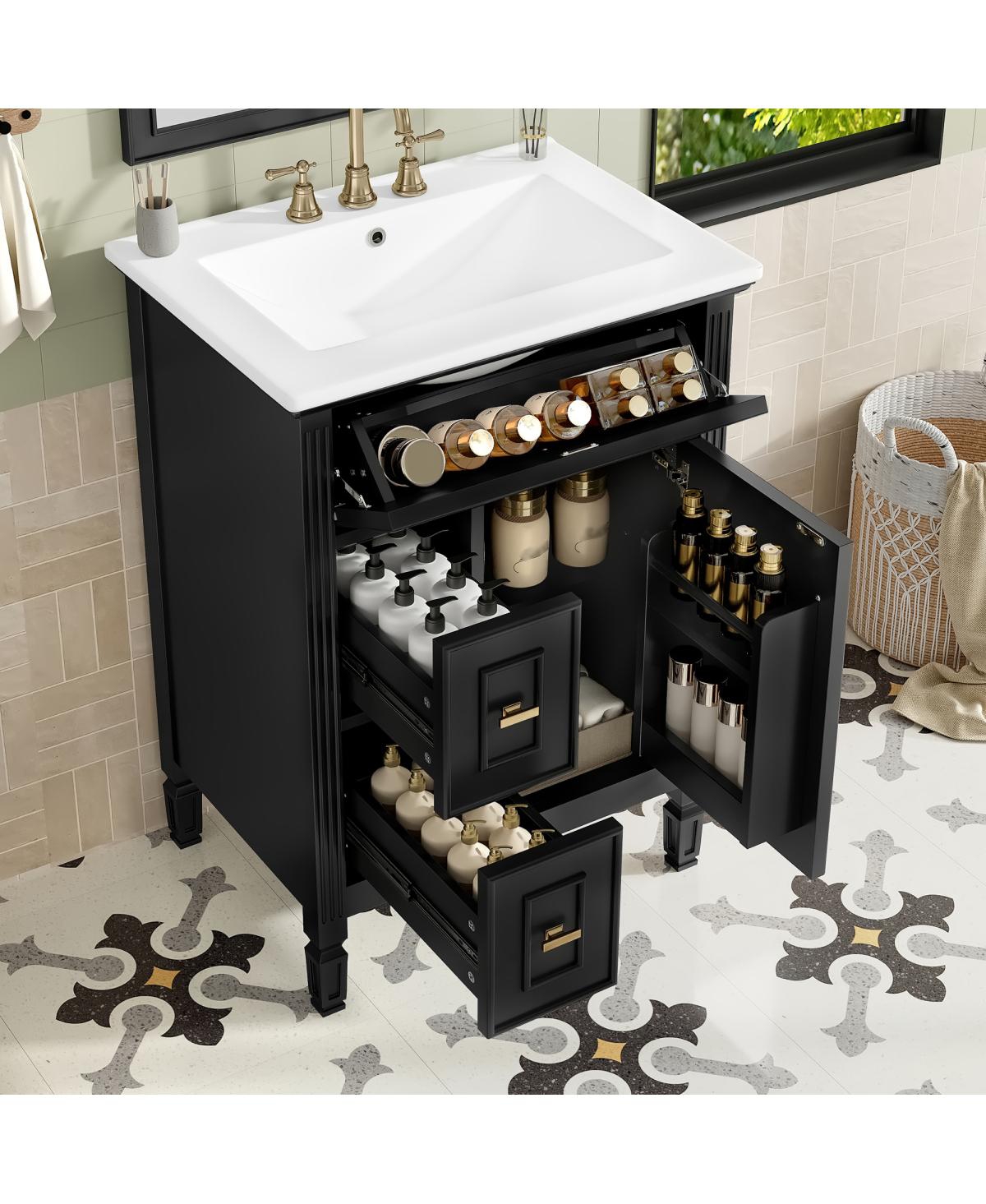 Click here for Sillysis 24 Inch Modern Bathroom Vanity with Ceram... prices