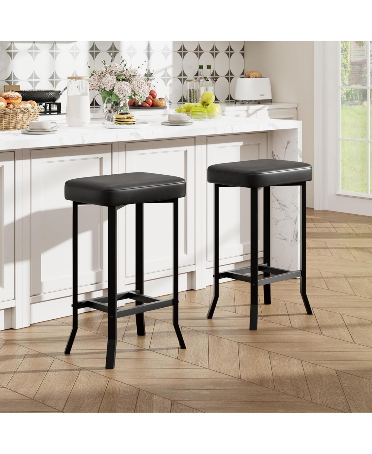 Click here for homfan Set of 2 24.6 Inch Bar Stools  Premium Faux... prices
