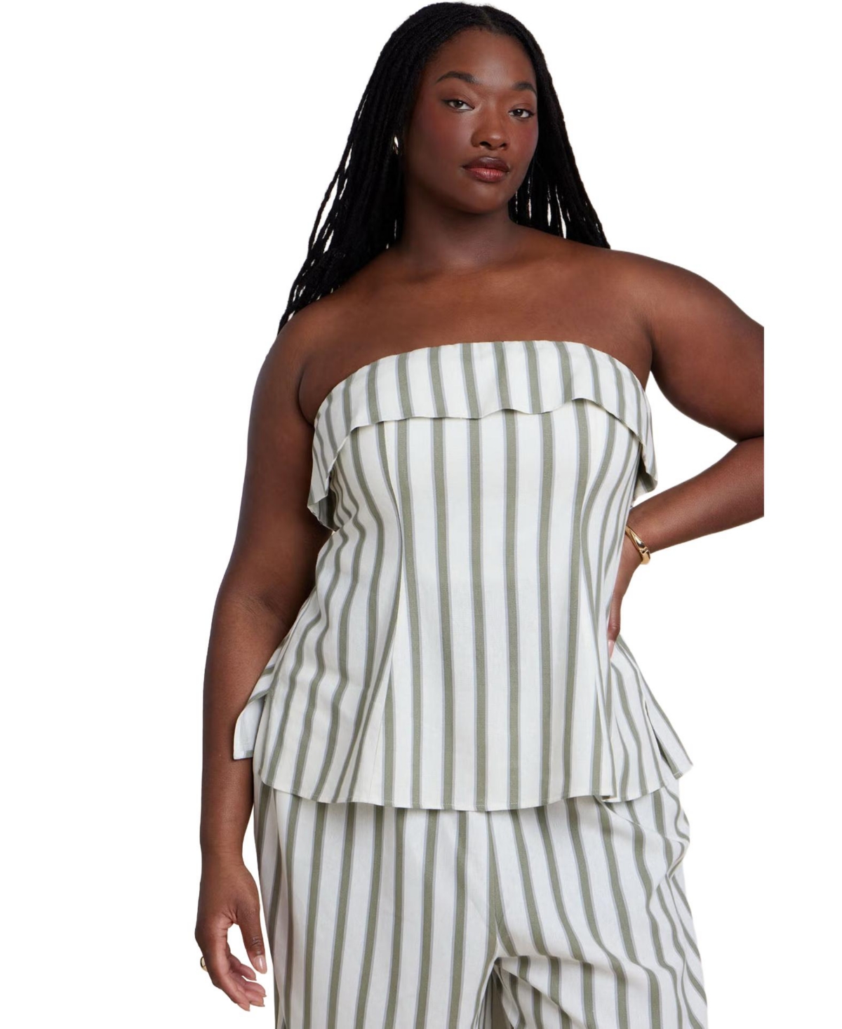 Click here for Eloquii Plus Size Sleeveless Linen Womens Top with... prices