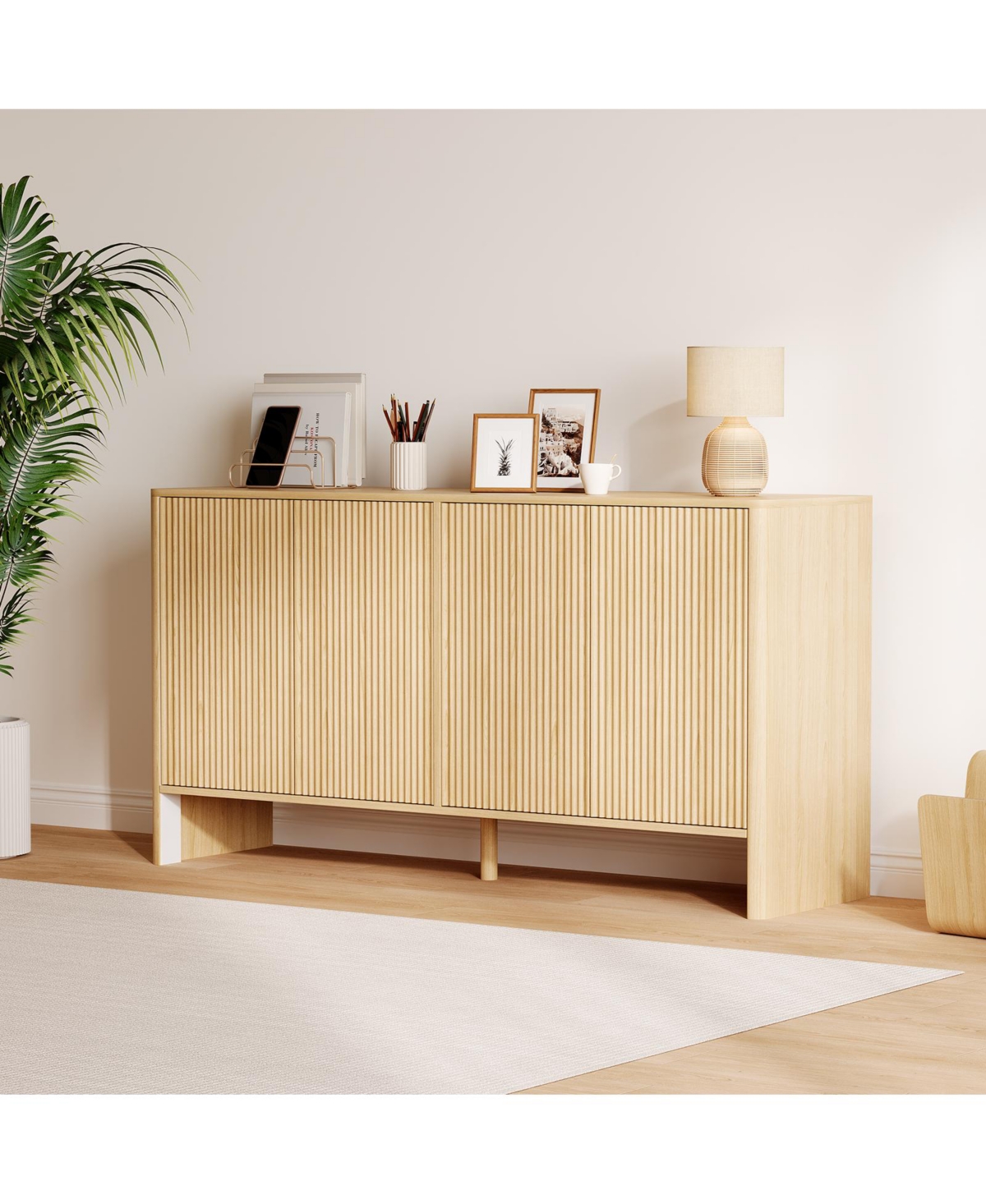 Click here for homfan Modern Fluted Credenza  Wide Sideboard Buff... prices