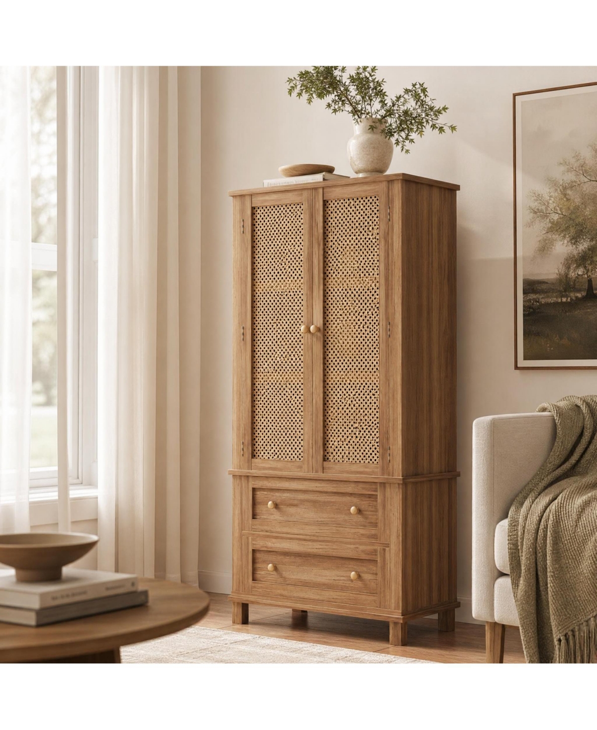 Click here for homfan Rattan Food Storage Cabinet with Shelves  F... prices