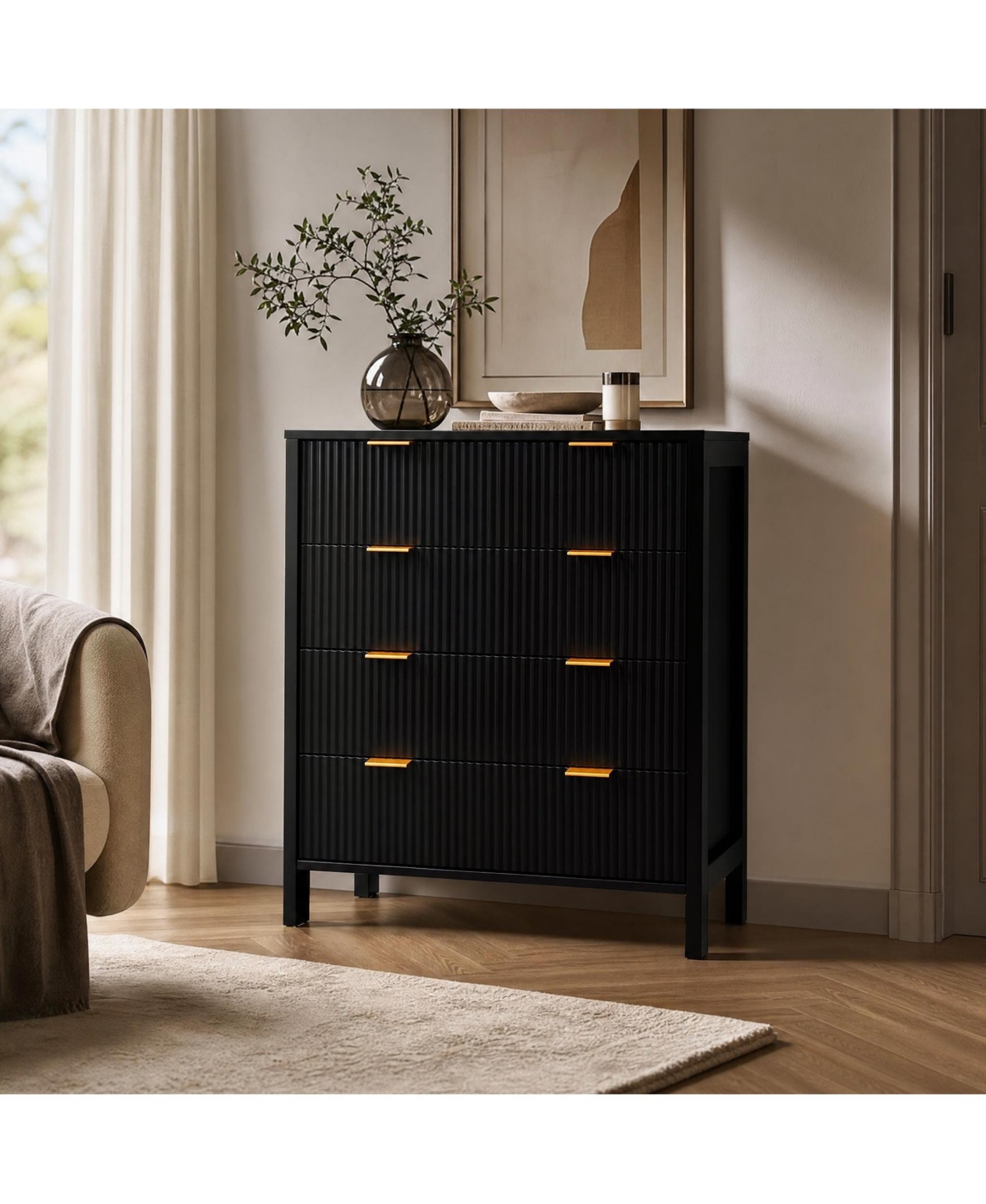 Click here for homfan 4-Drawer Chest Cabinet with Spacious Storag... prices