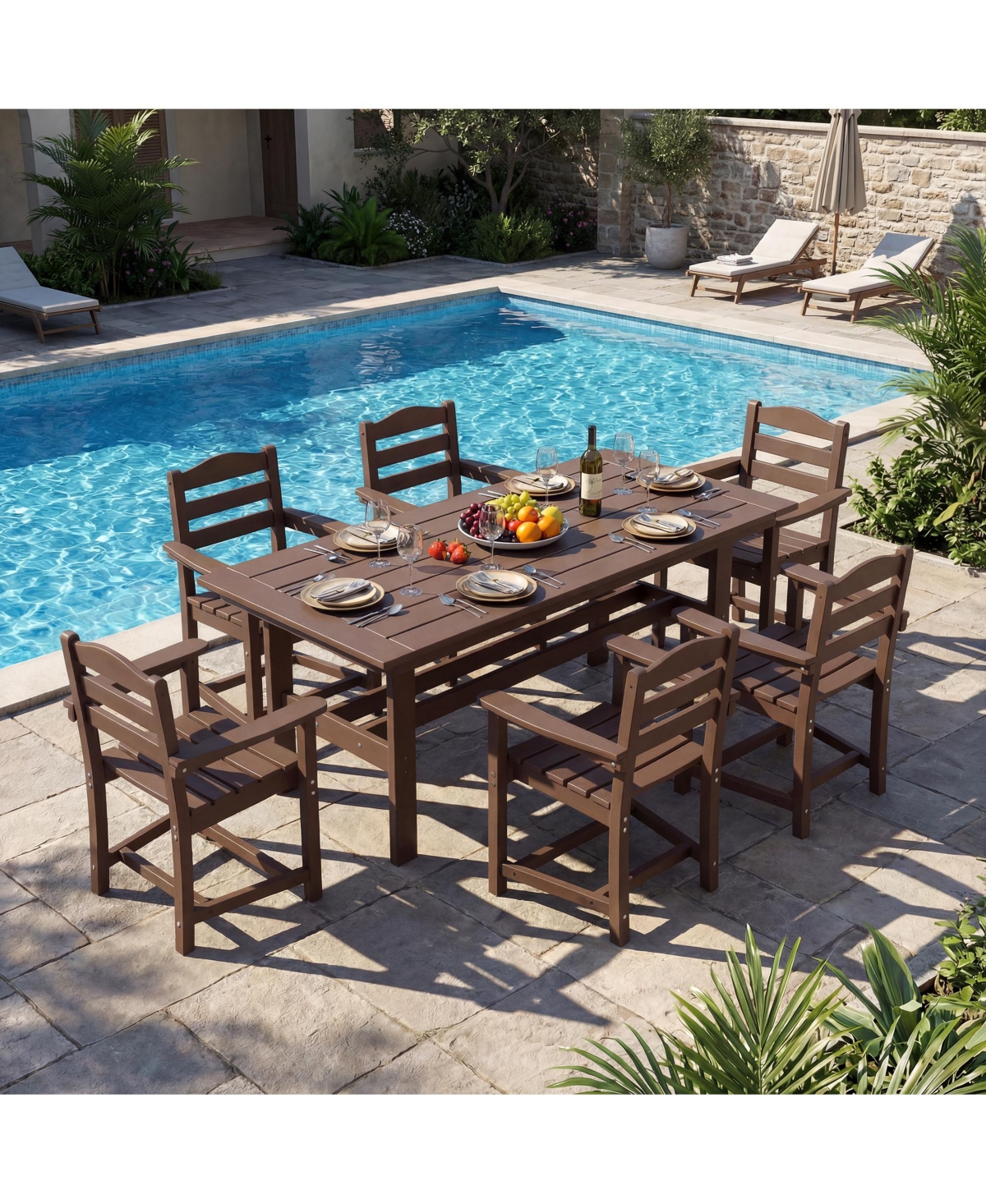 Click here for Homsee 71-Inch Hdpe Dining Set with 6 Arm Chairs -... prices