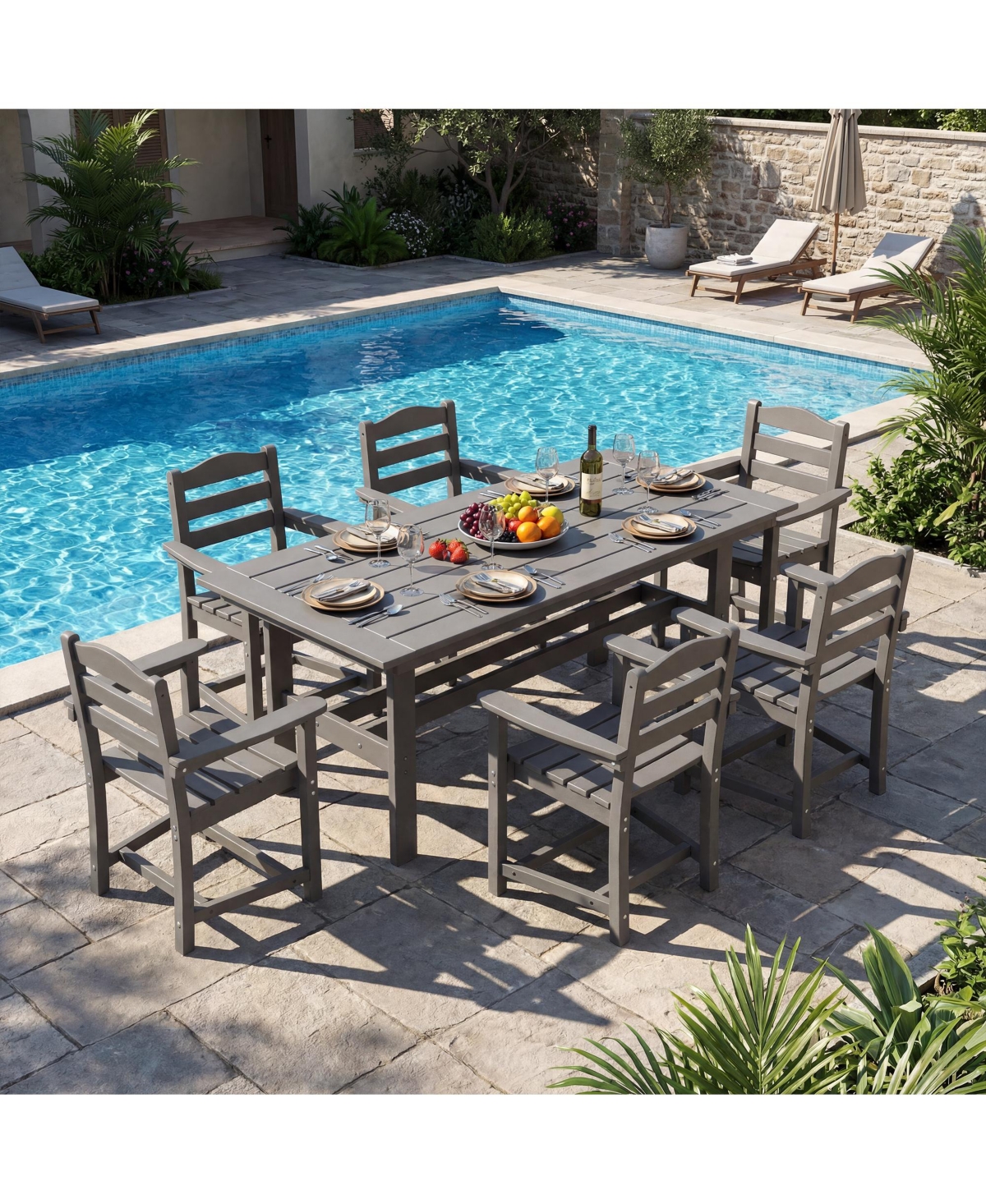 Click here for Homsee 71-Inch Hdpe Dining Set with 6 Arm Chairs -... prices