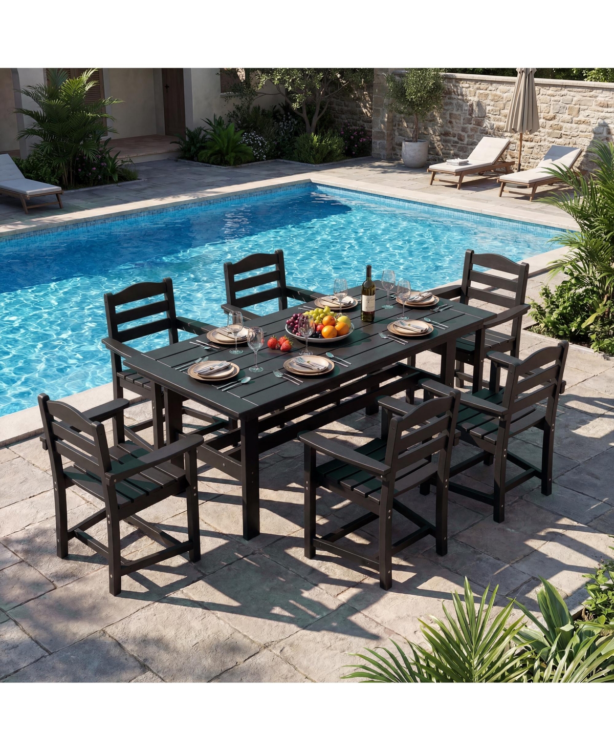 Click here for Homsee 71-Inch Hdpe Dining Set with 6 Arm Chairs -... prices