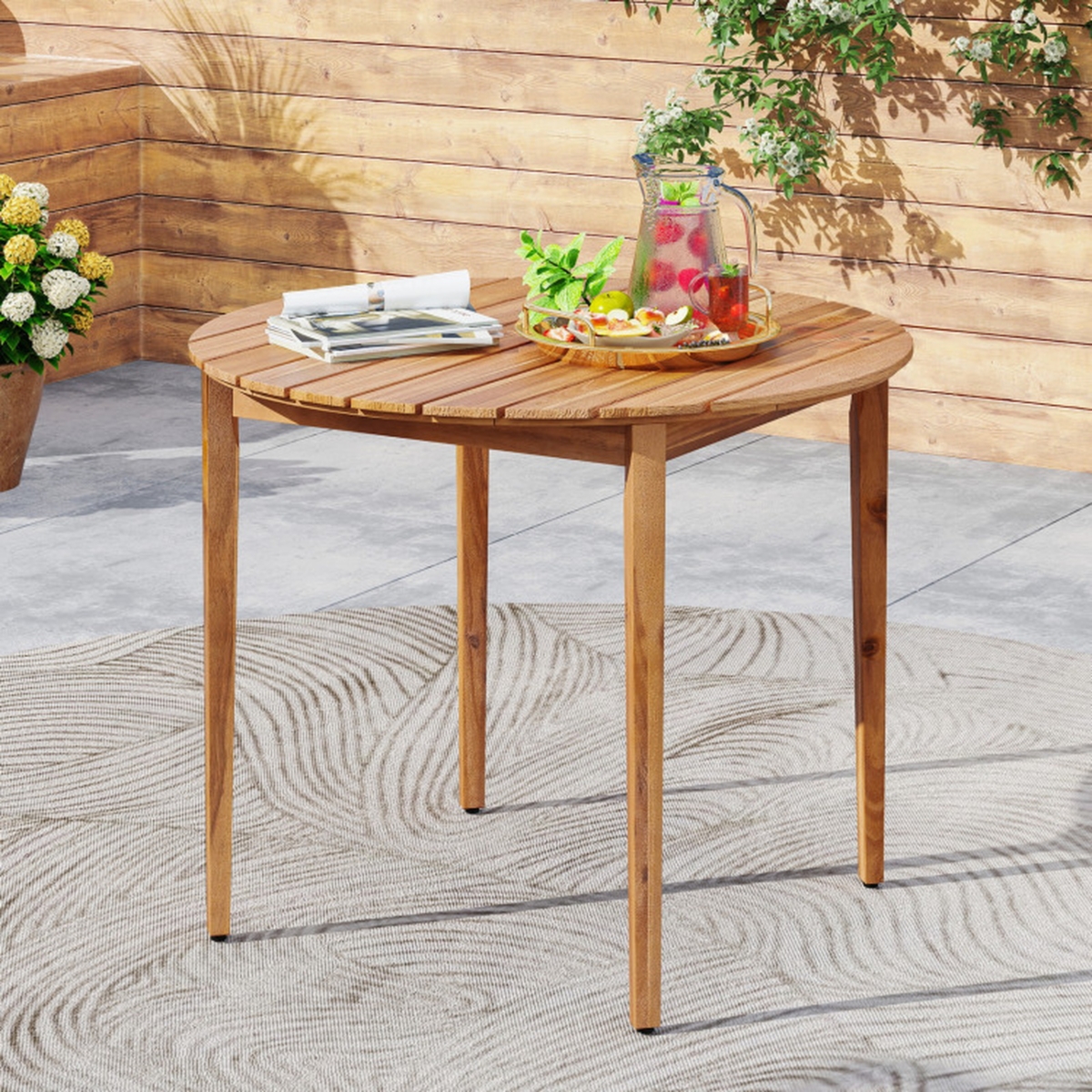 Click here for Sugift Acacia Wood Round Outdoor Dining Table for... prices