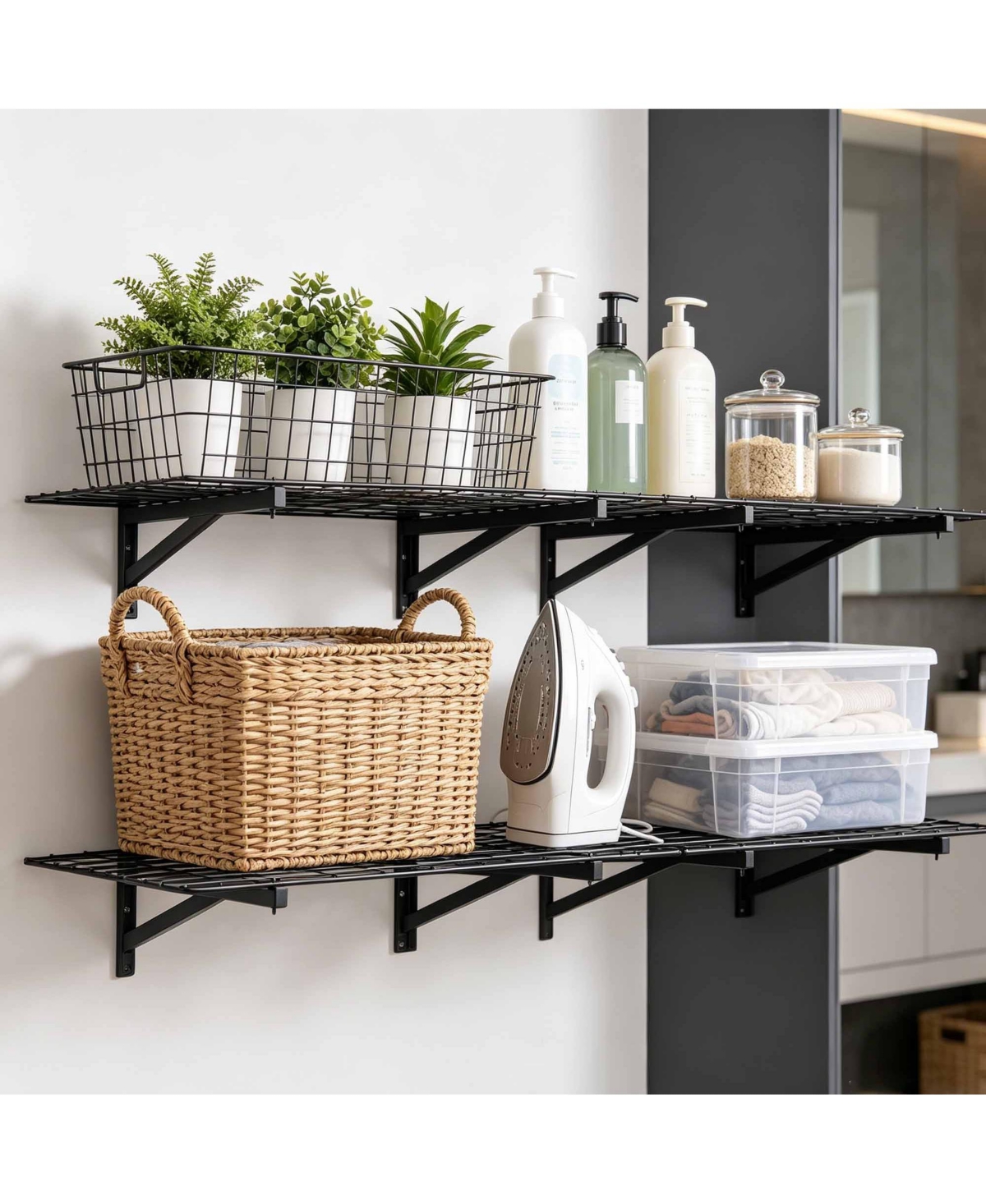 Click here for homfan Wall Mounted Shelf Set of 4  2x3 Ft Metal F... prices