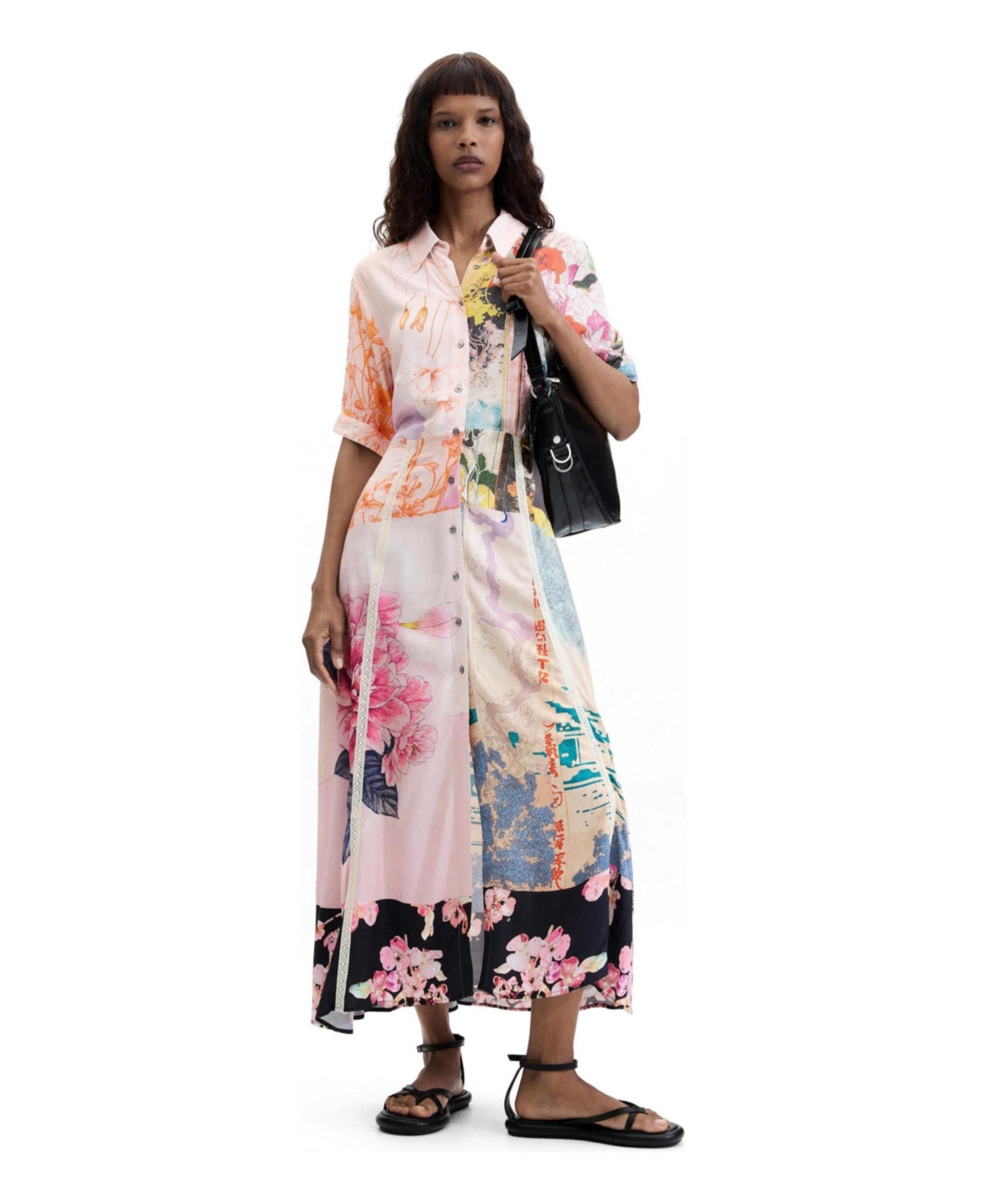 Click here for Desigual Womens Printed Long Dress - Pink prices