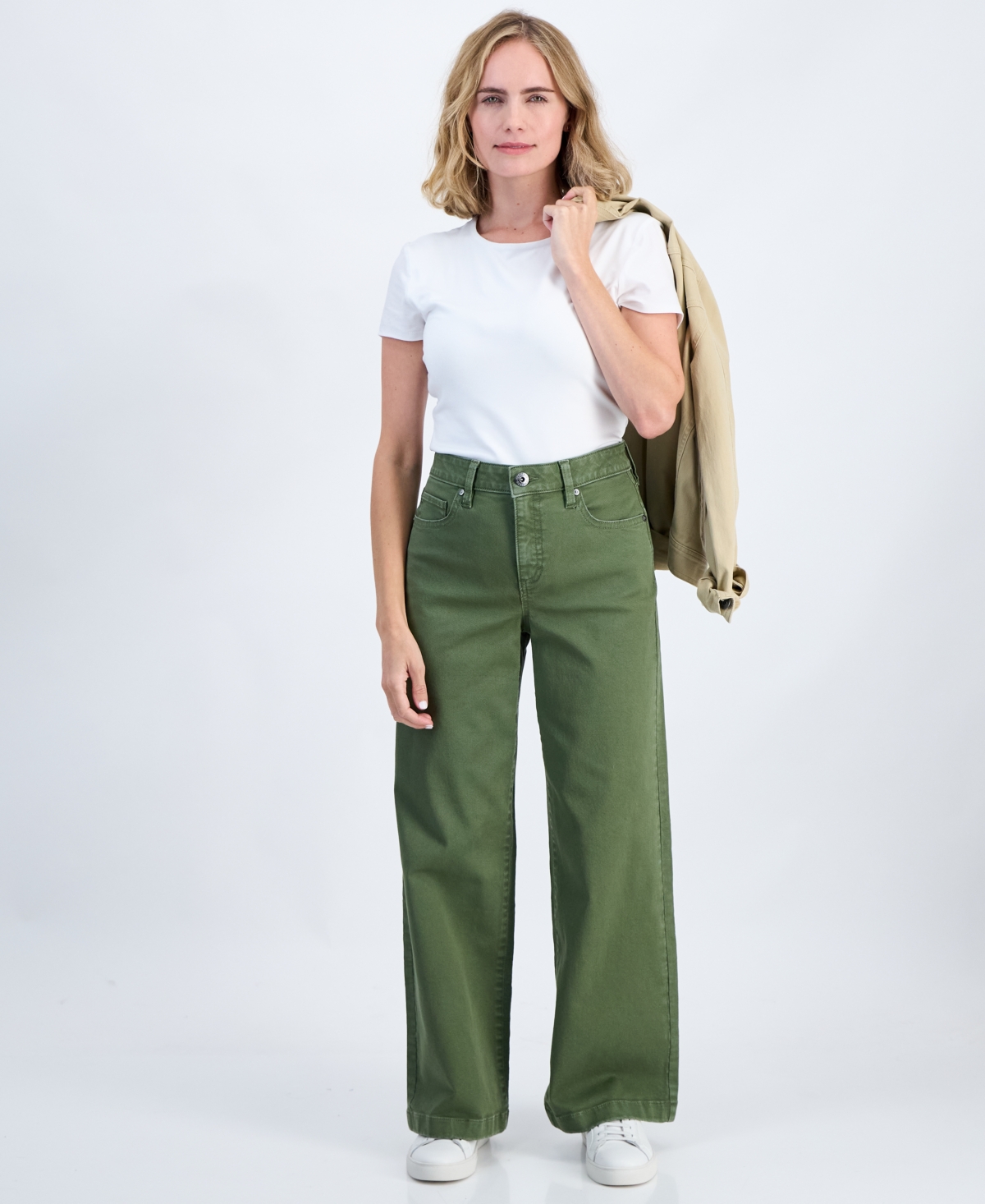 Click here for Style & Co Petite High-Waist Wide-Leg Twill Pants... prices