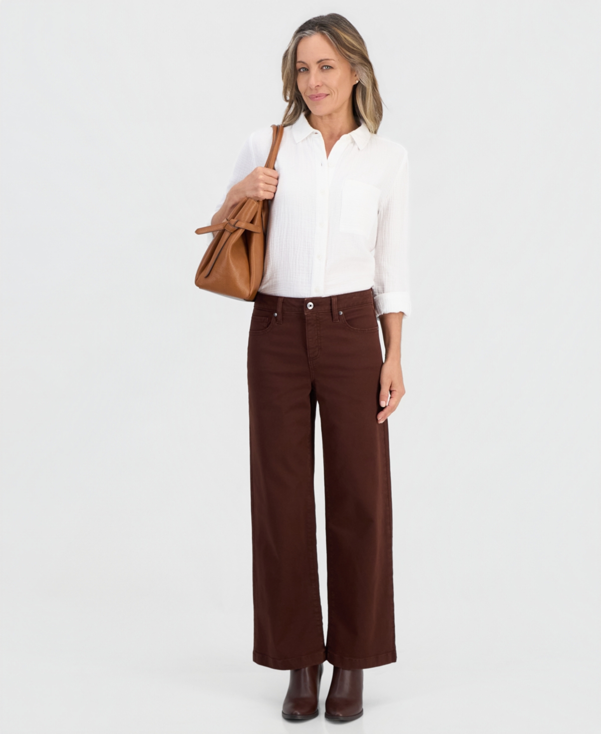Click here for Style & Co Petite High-Waist Wide-Leg Twill Pants... prices
