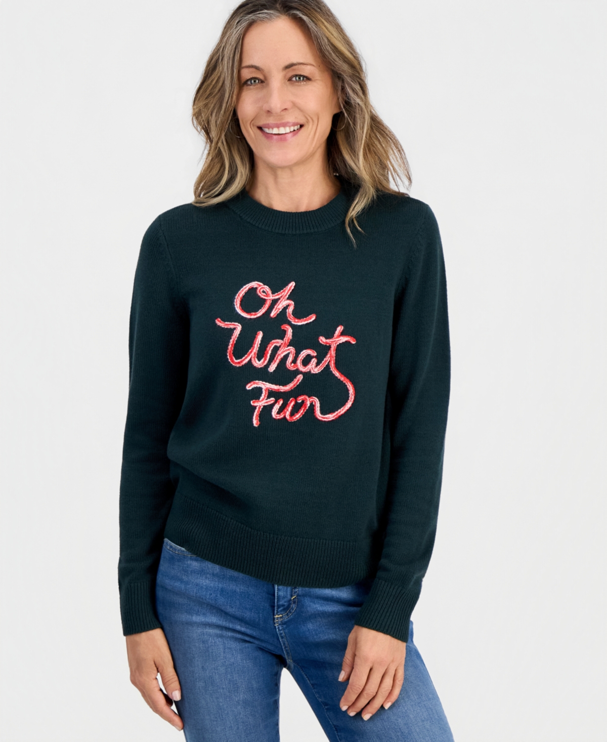 Click here for Style & Co Petite Crewneck Cotton-Blend Sweater  M... prices