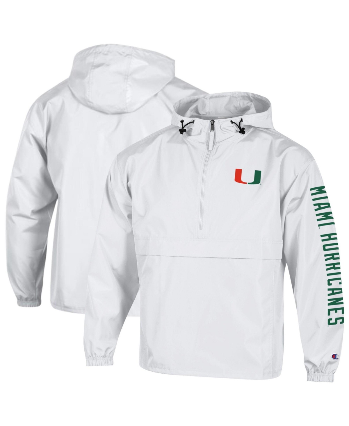 Click here for Champion Mens White Miami Hurricanes Cloud Packabl... prices