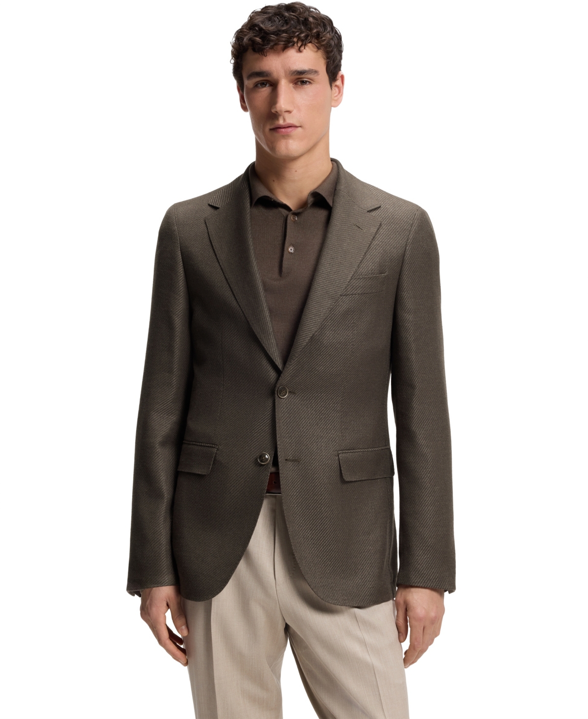 Click here for Boss by Hugo Boss Mens Wool-Linen Regular-Fit Blaz... prices
