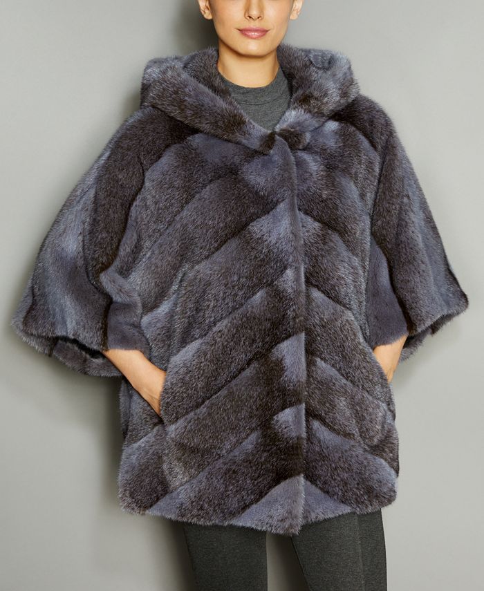 The Fur Vault Mink Fur Hooded Chevron Jacket - Macy's