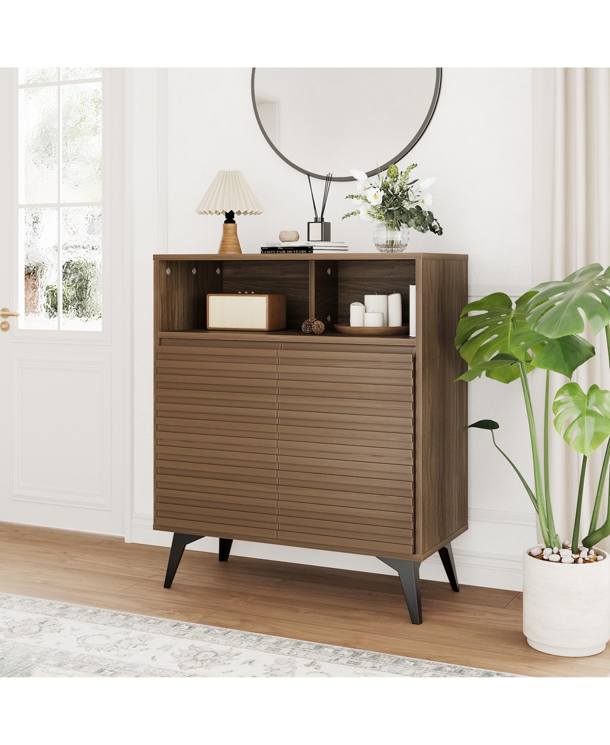 Click here for homfan Fluted Storage Cabinet Farmhouse Buffet Sid... prices