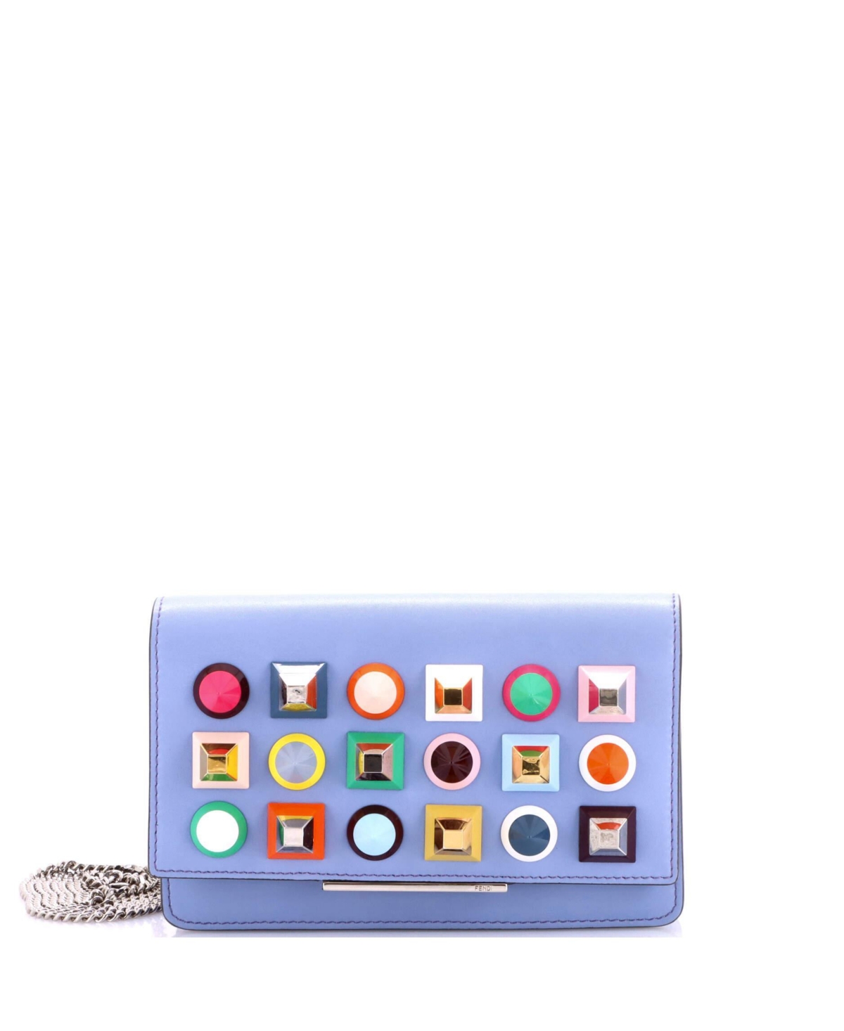 Click here for Pre-Owned Fendi Tube Wallet On Chain Studded Leath... prices