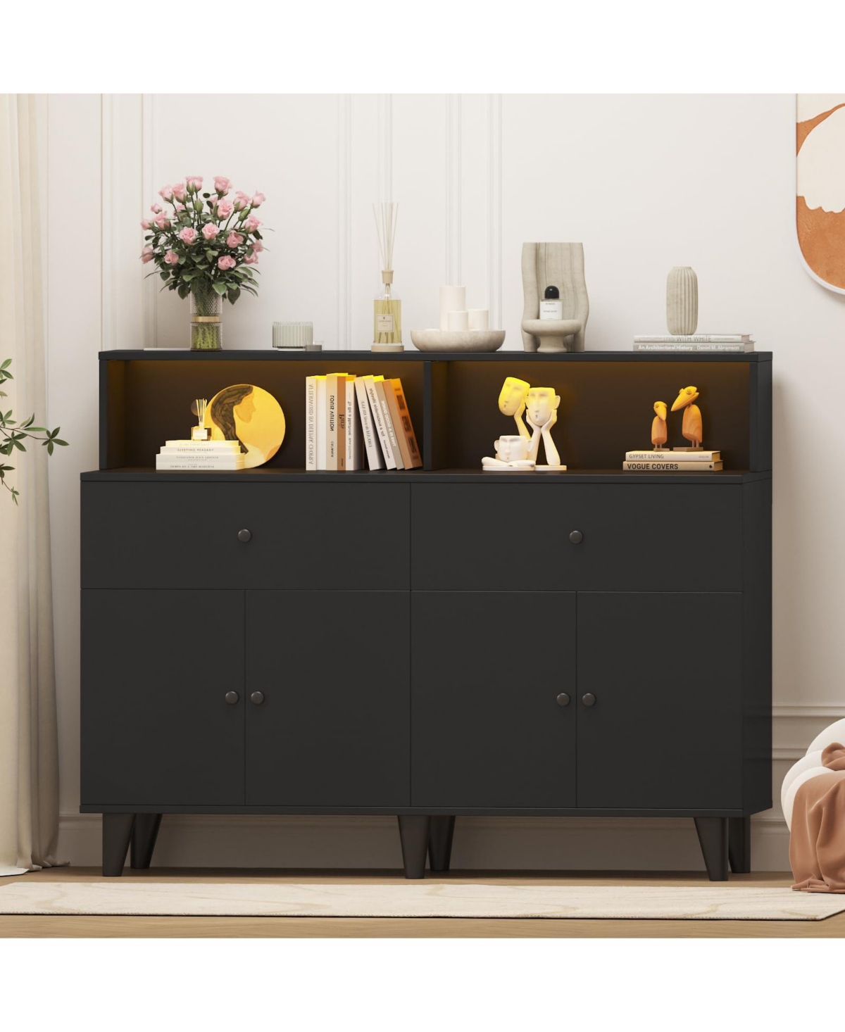 Click here for homfan Kitchen Pantry Cabinet with Power Outlets a... prices