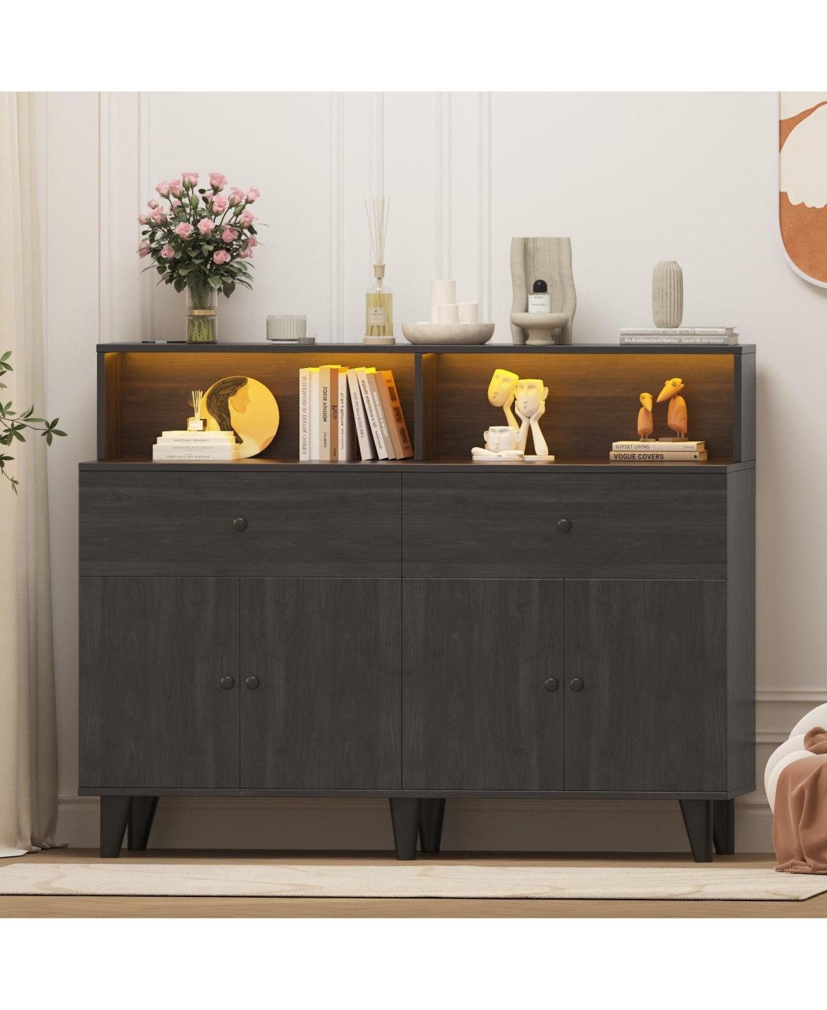 Click here for homfan Kitchen Pantry Cabinet with Power Outlets a... prices