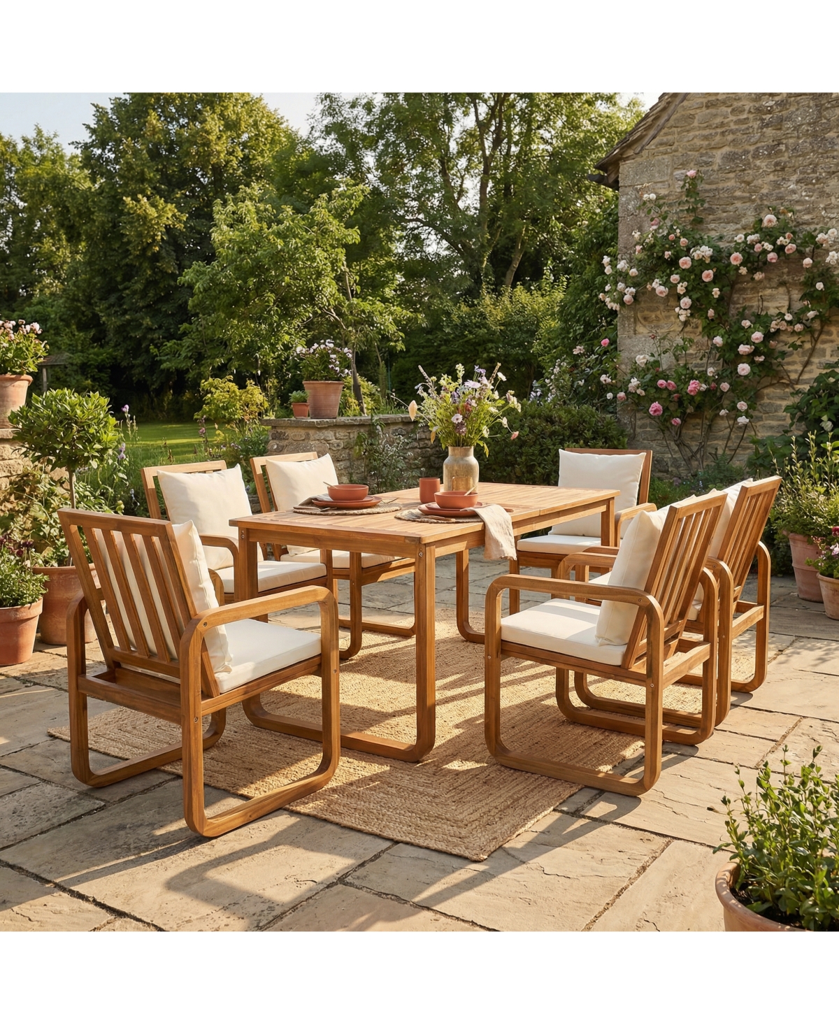 Click here for Boyel Living 7 Pieces Patio Dining Set  Solid Wood... prices