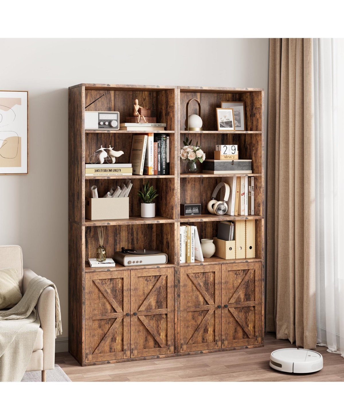 Click here for homfan Set of 2 Industrial Bookcase with Doors 71.... prices