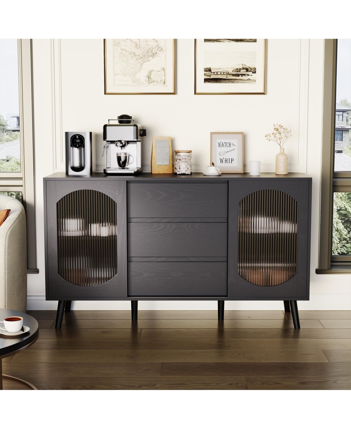Click here for homfan 52.7 Buffet Cabinet with 2 Fluted Glass Doo... prices
