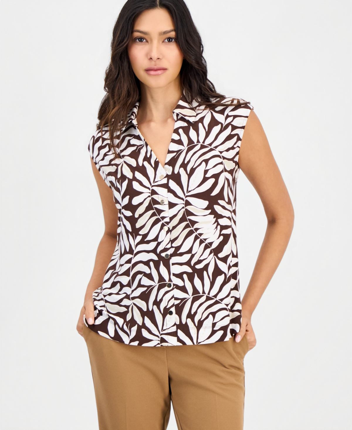 Click here for Anne Klein Essentials Petite Collared Extended-Sho... prices