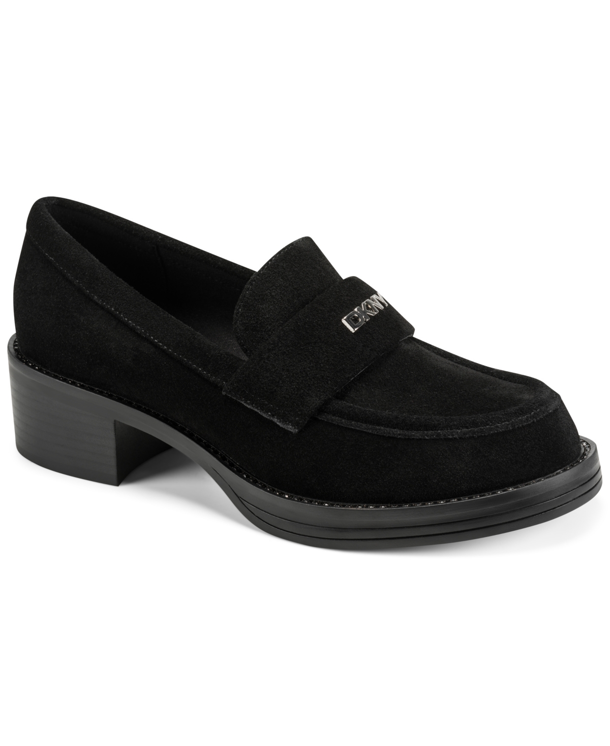 Click here for Dkny Civelli Heeled Round Toe Slip-on Loafers - Bl... prices