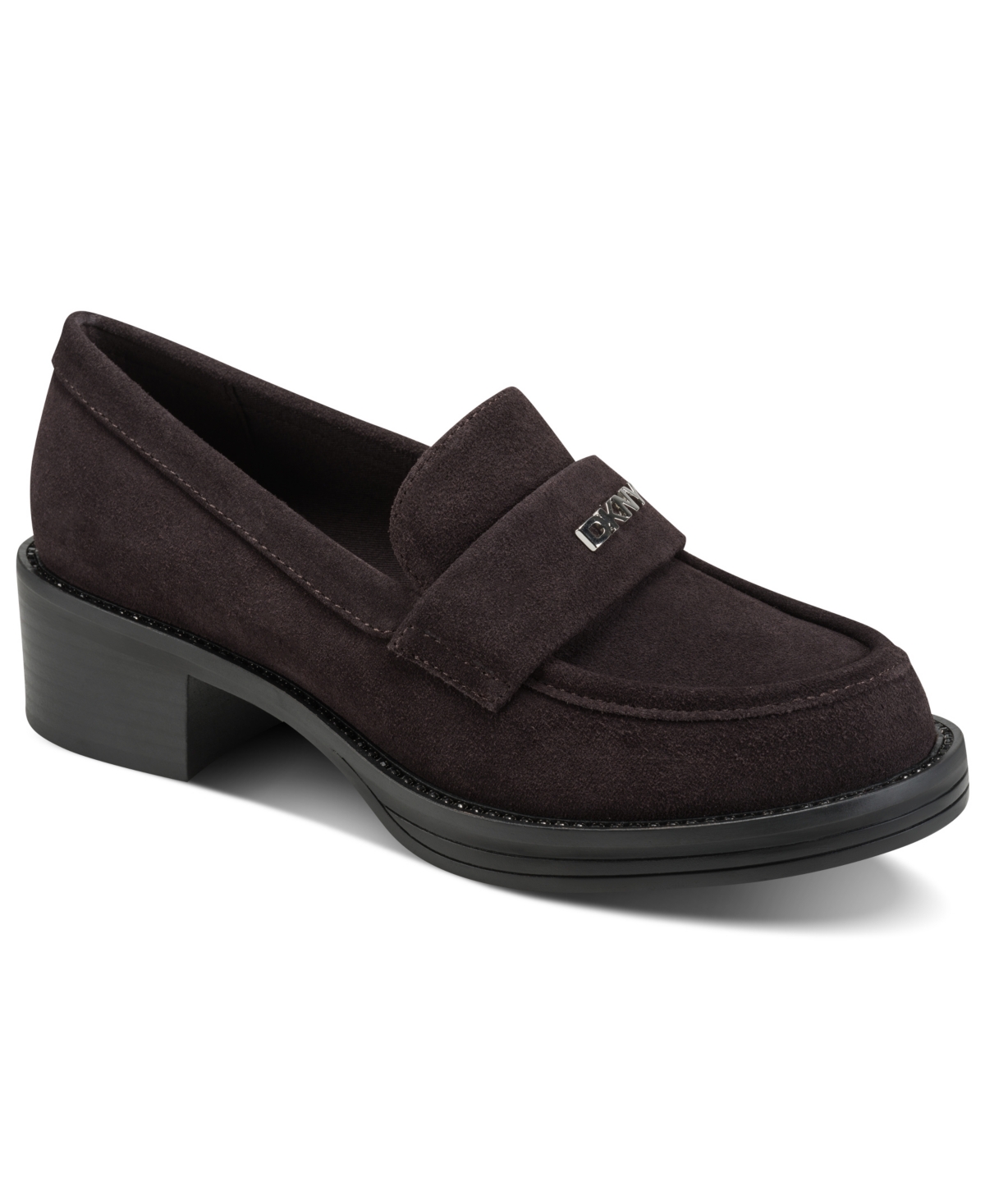 Click here for Dkny Civelli Heeled Round Toe Slip-on Loafers - Br... prices