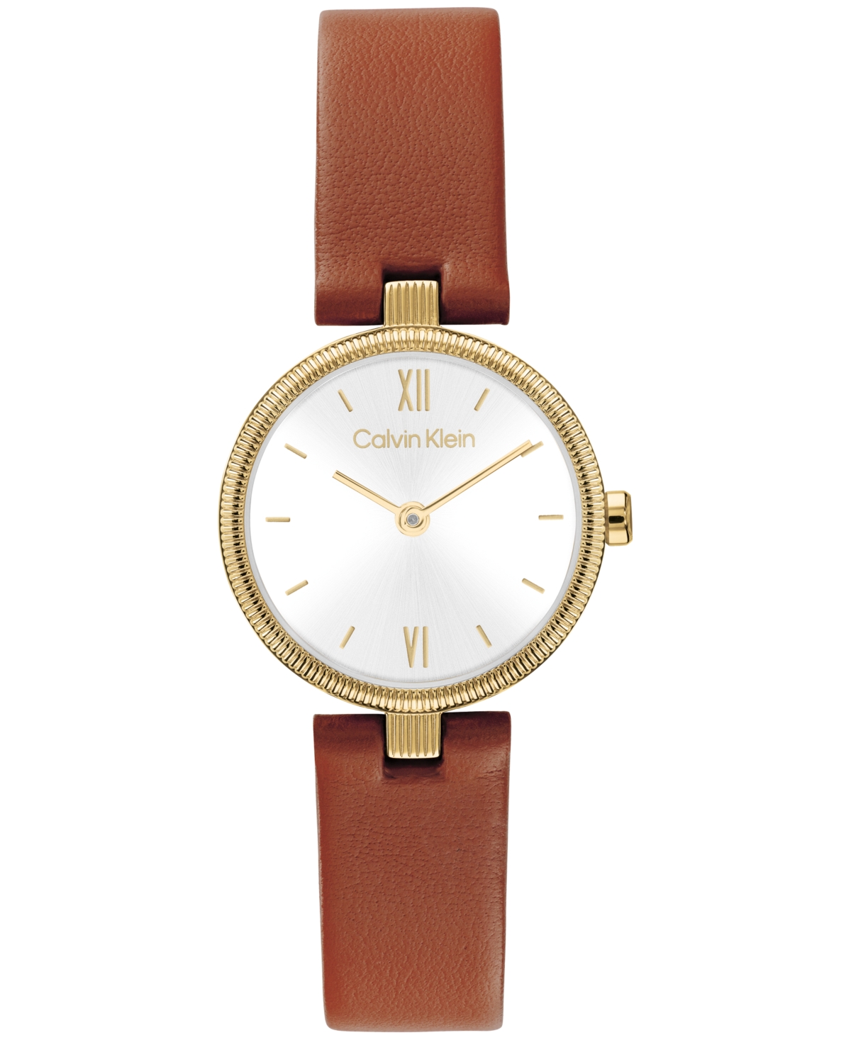 Click here for Calvin Klein Womens Gleam Tan Leather Strap Watch... prices