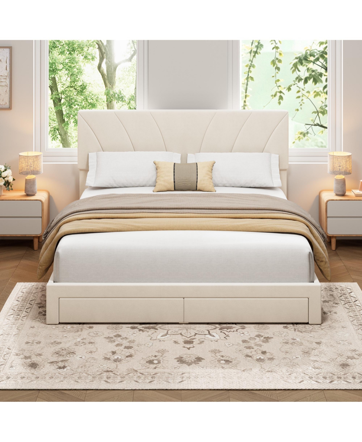 Click here for gaomon Velvet Upholstered Platform Bed with 2 Stor... prices