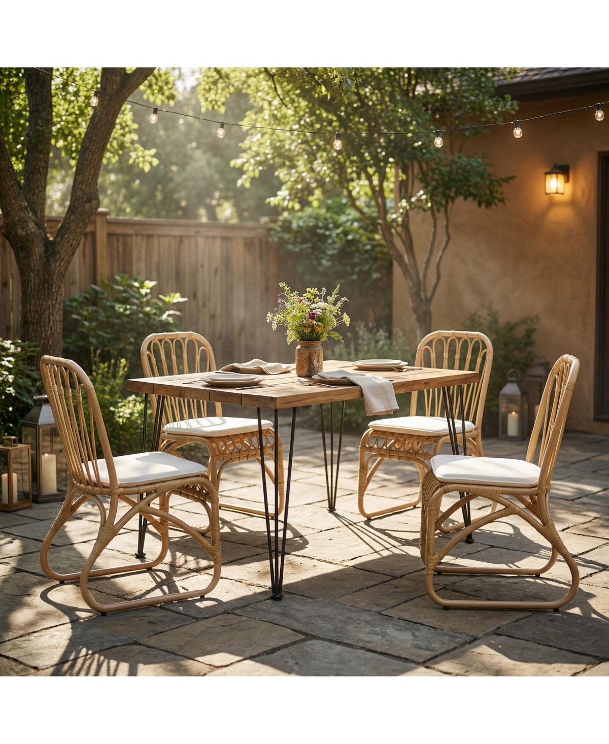 Click here for Clihome 5 Piece Outdoor Dining Set Solid Acacia Wo... prices