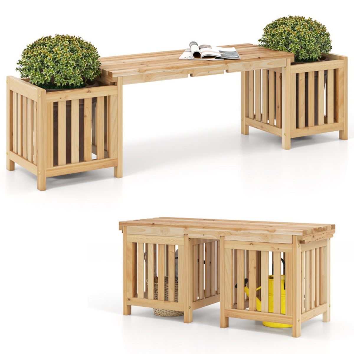 Click here for Sugift 68 in Two-Person Fir Wood Patio Bench with... prices