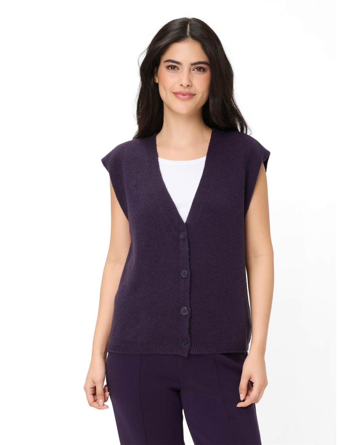 Click here for Olsen Womens Cropped Sweater Vest - Plum prices