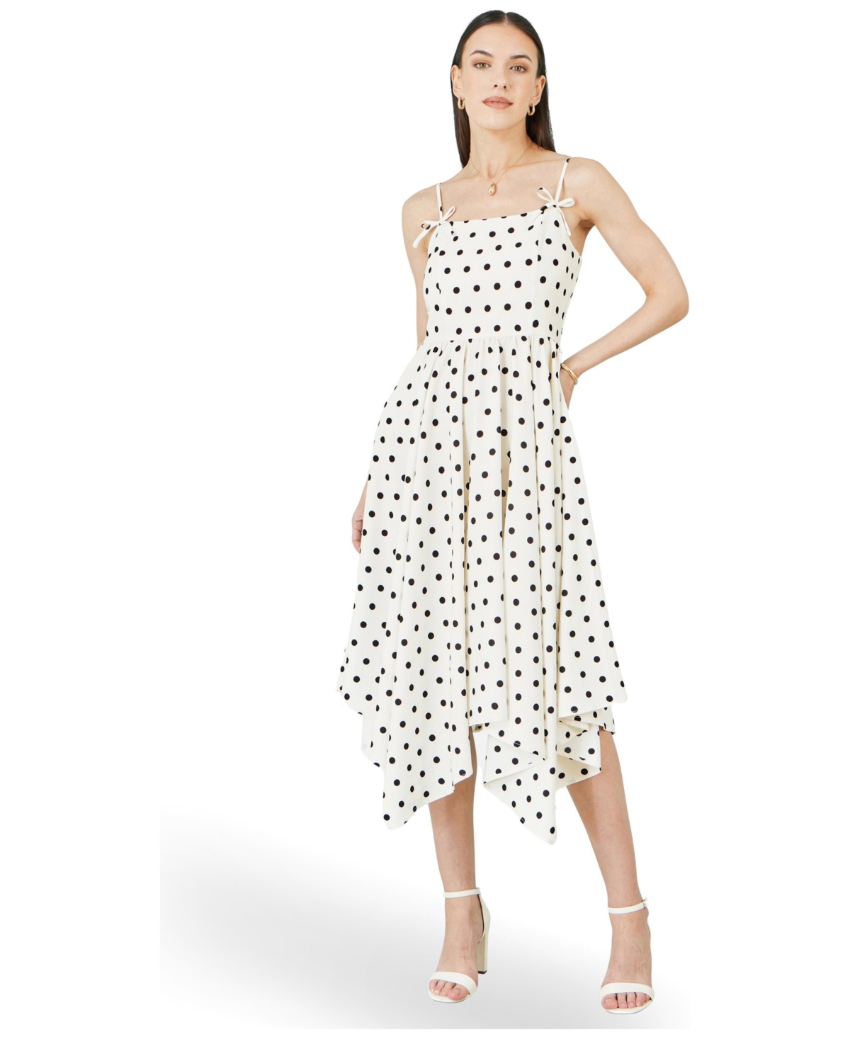 Click here for Yumi Womens Square Neck Hankerchief Hem Dress - Wh... prices