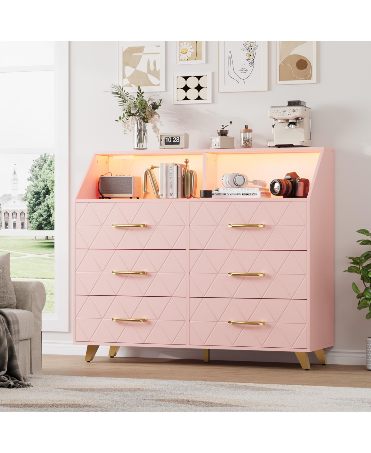 Click here for homfan 6 Drawer Dresser with Charging Station and... prices