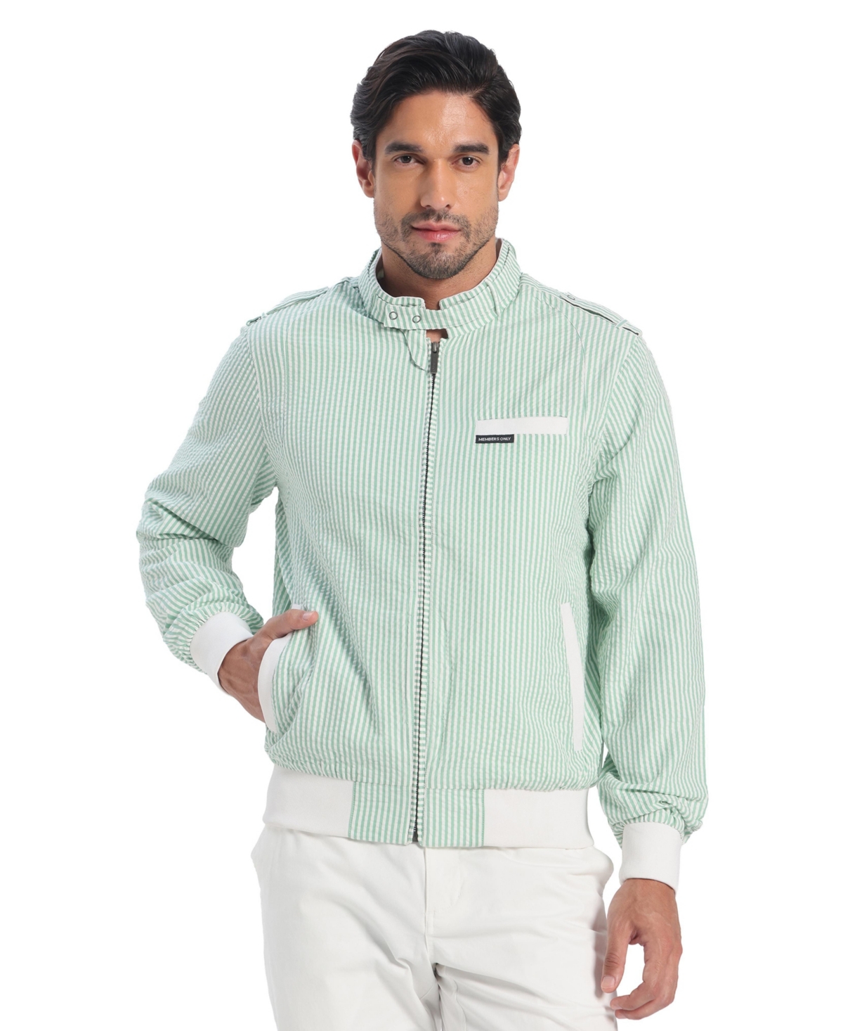 Click here for Members Only Mens Seersucker Iconic Racer Jacket -... prices