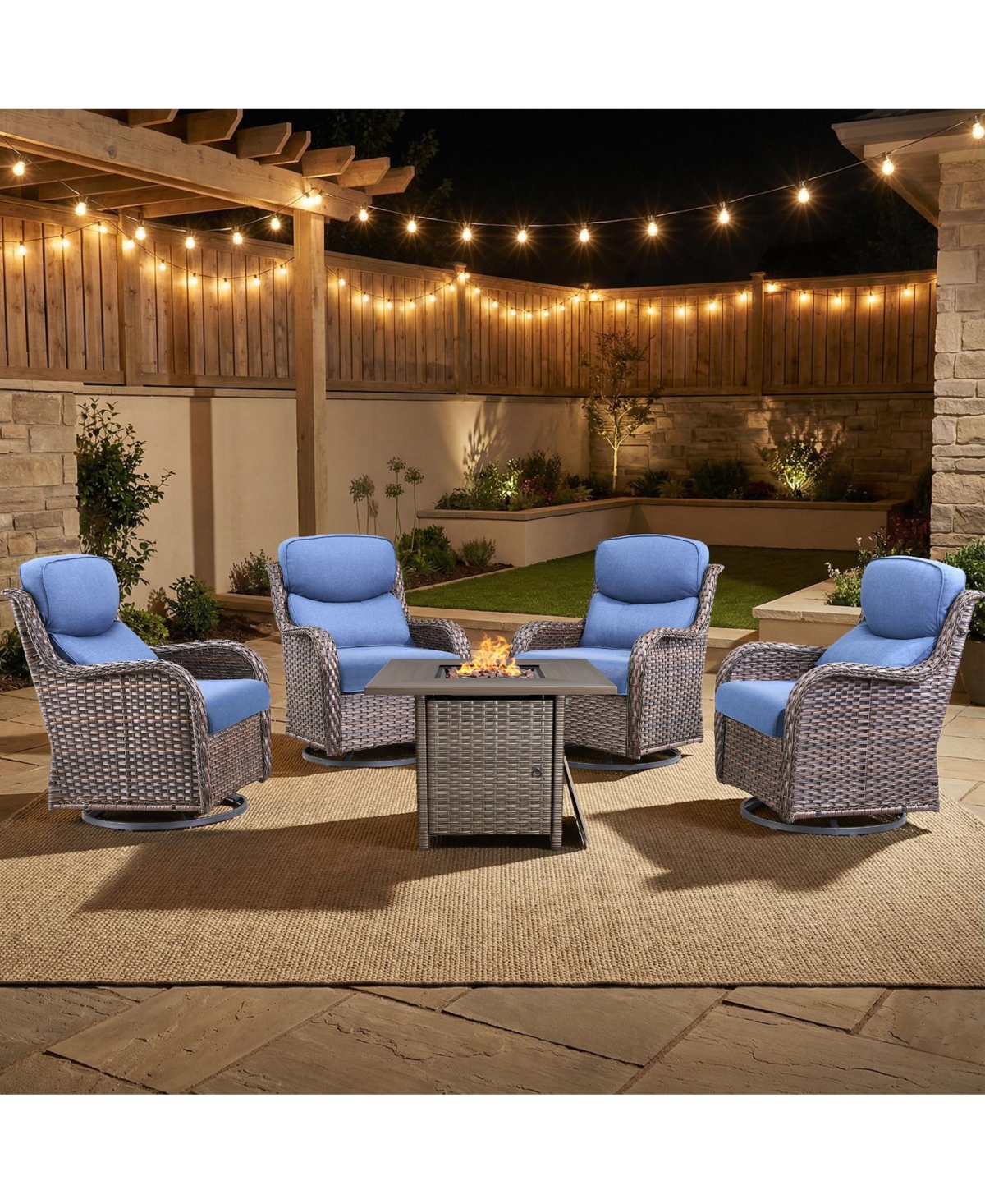 Click here for Pocassy 5 Pieces Fire Pit Patio Furniture Set 4 Th... prices