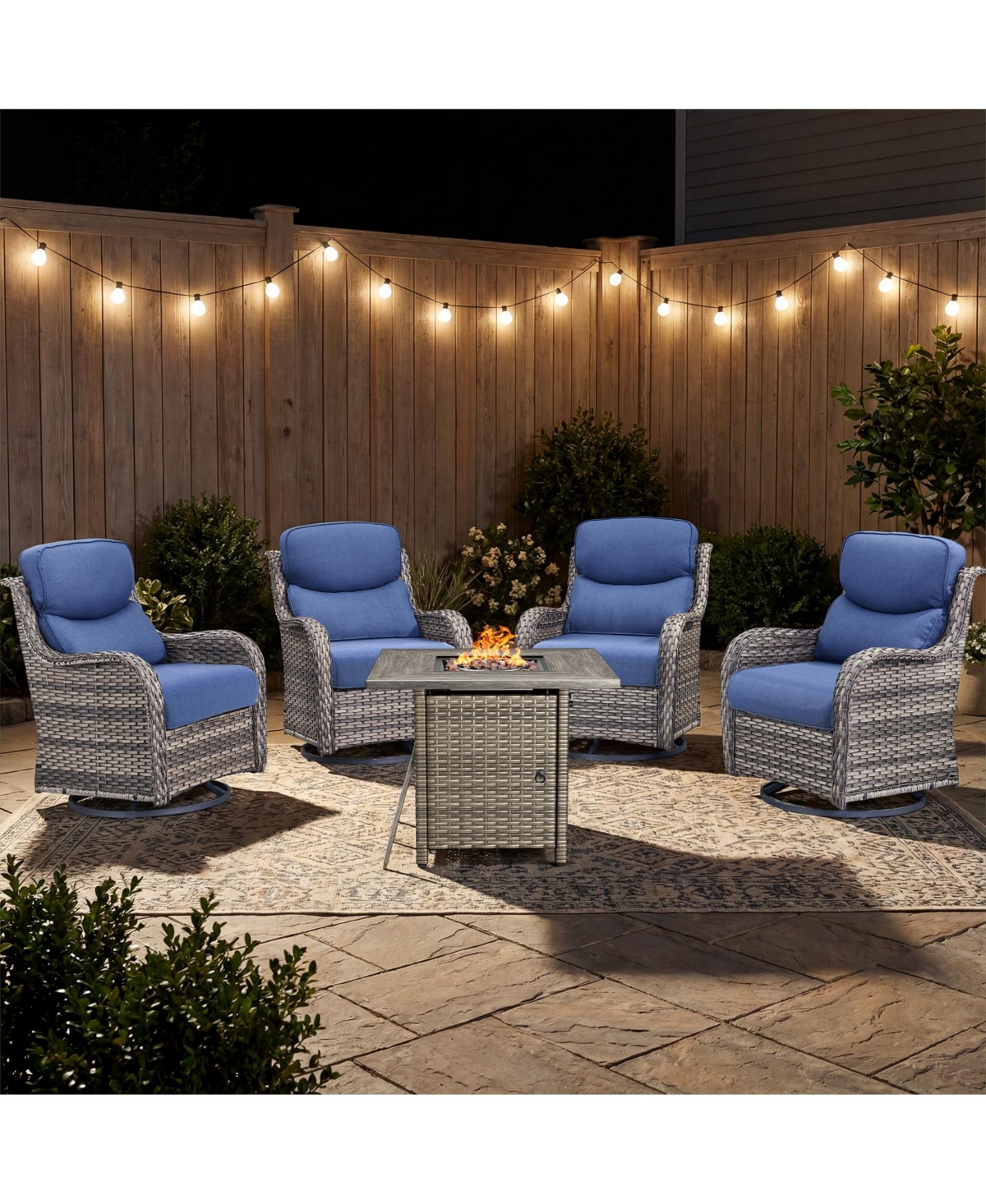 Click here for Pocassy 5 Pieces Fire Pit Patio Furniture Set 4 Th... prices