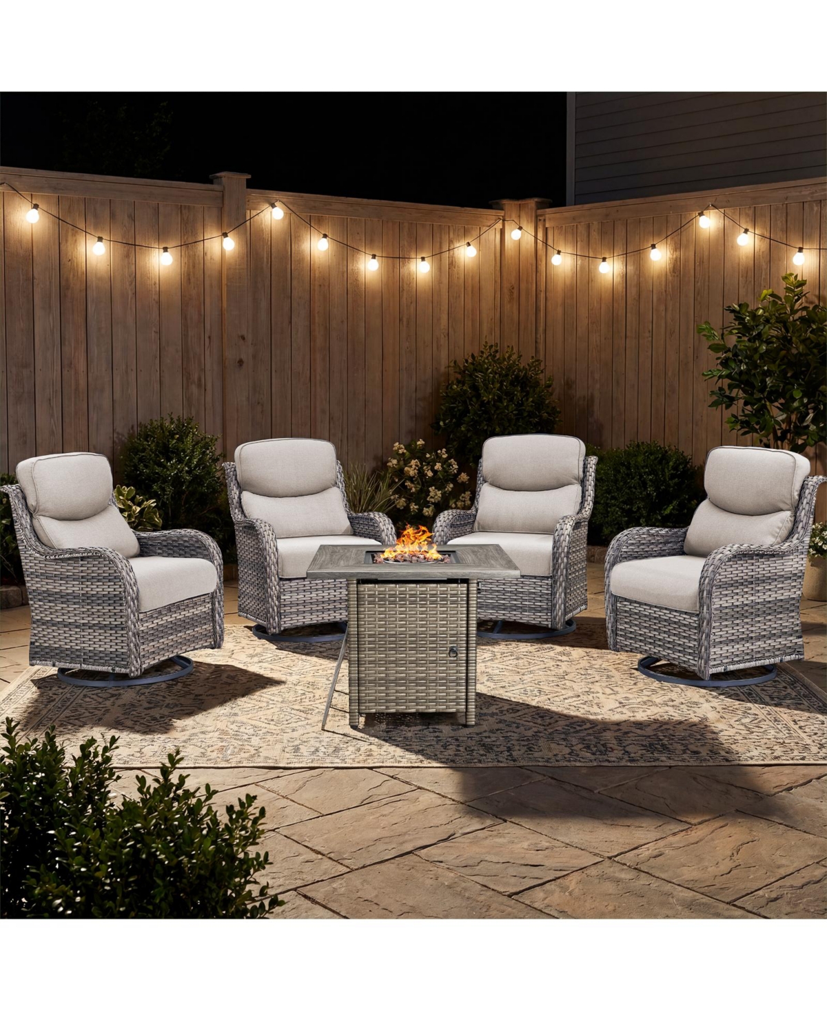 Click here for Pocassy 5 Pieces Fire Pit Patio Furniture Set 4 Th... prices