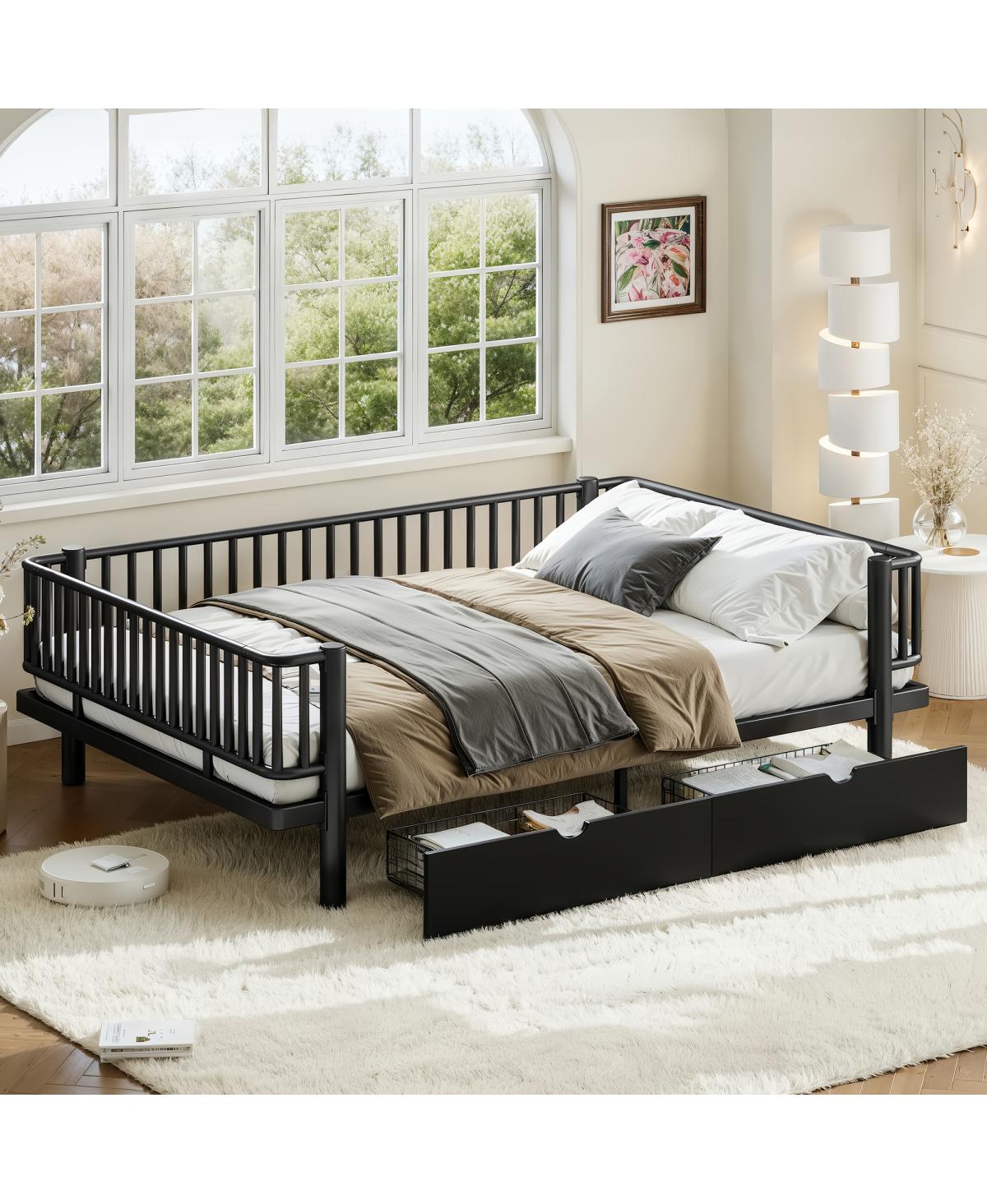 Click here for Streamdale Furniture Queen Size Metal Platform Bed... prices