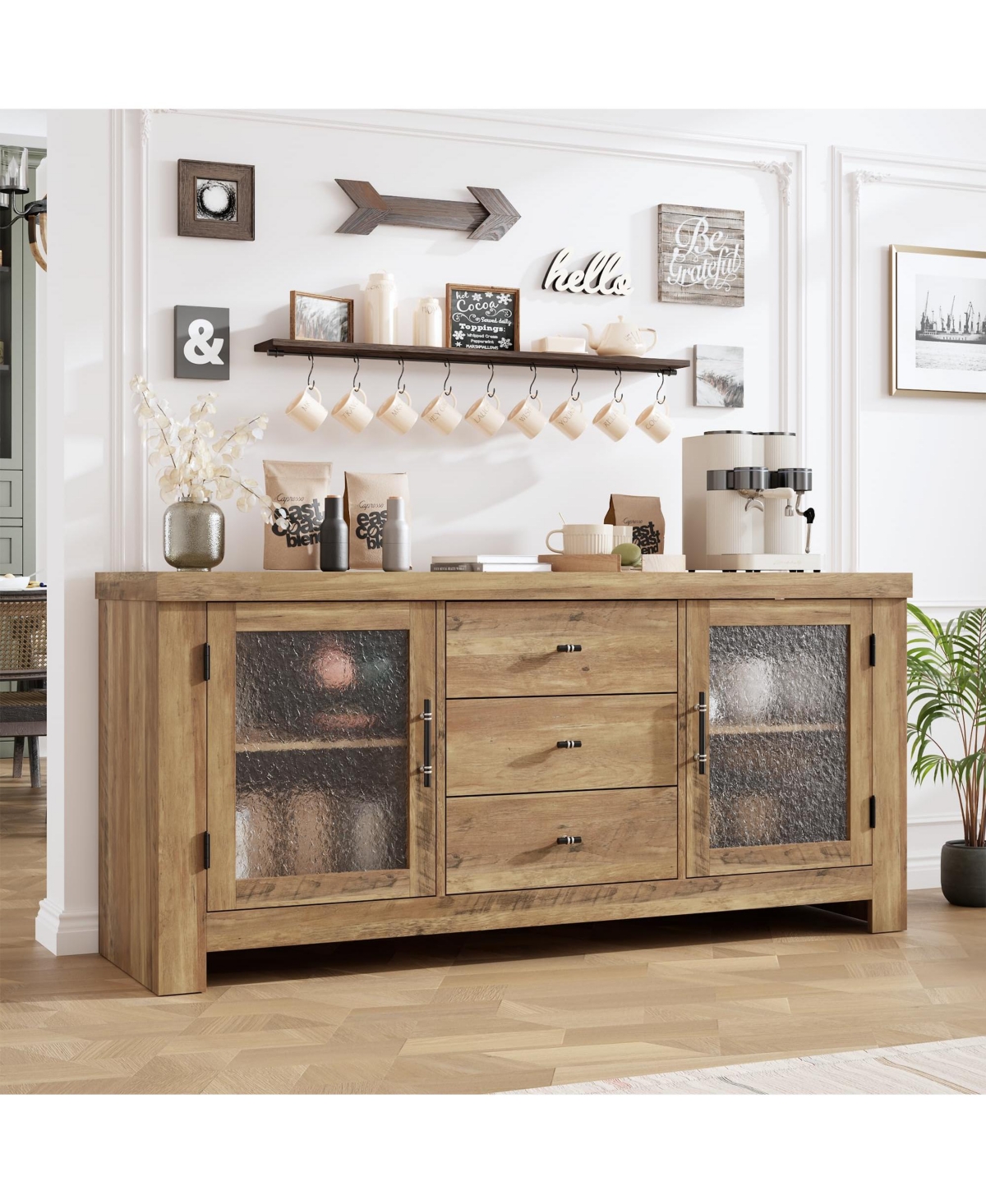 Click here for homfan Buffet Sideboard with Glass Doors and Drawe... prices