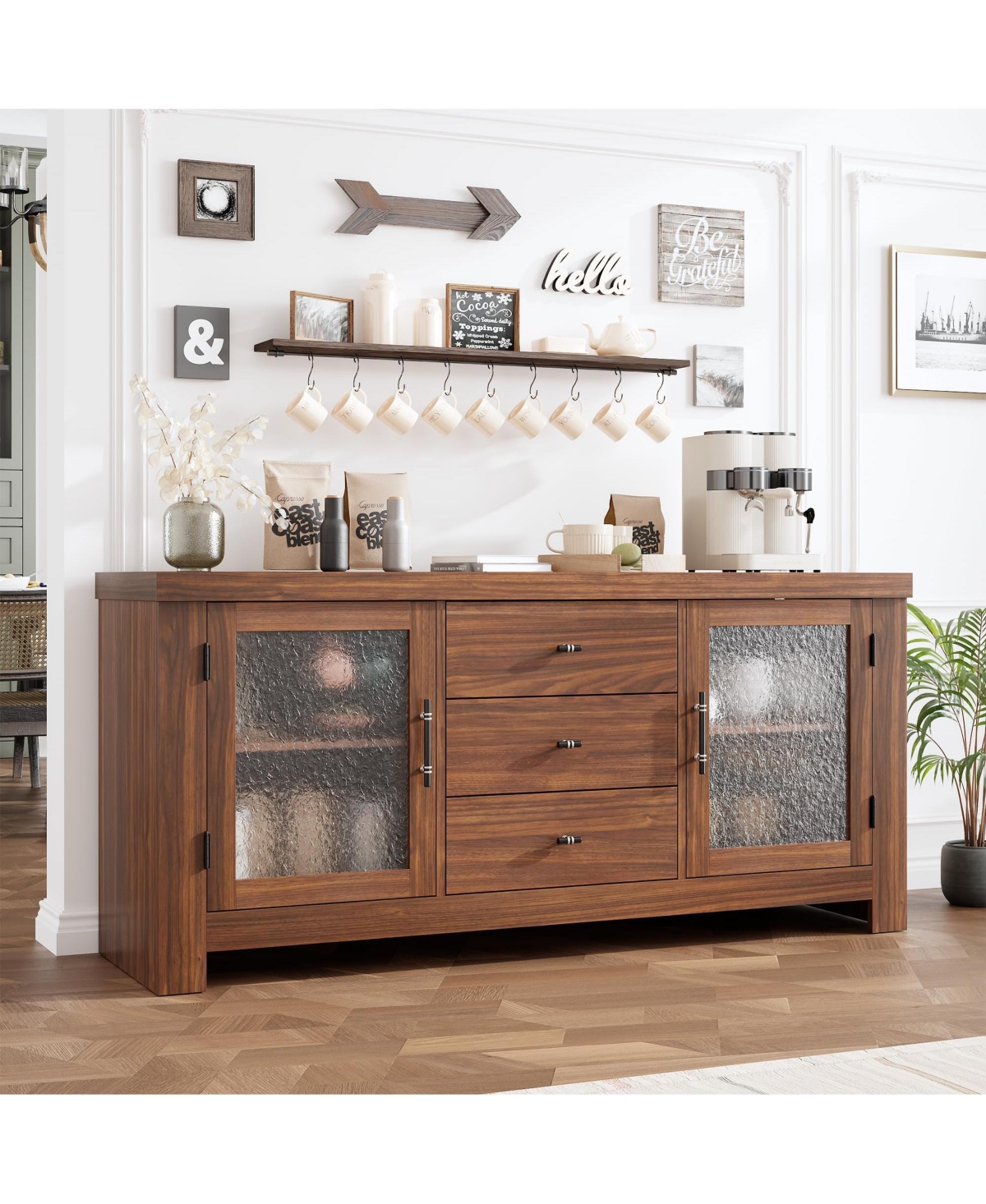 Click here for homfan Buffet Sideboard with Glass Doors and Drawe... prices