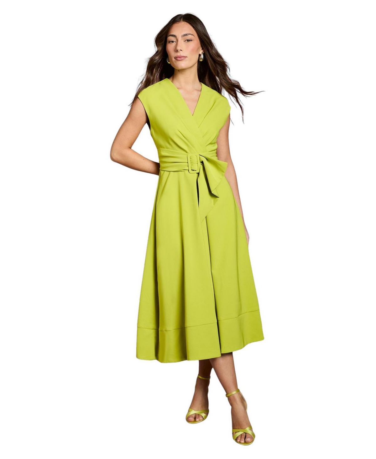 Click here for Coast Womens Belted Crepe Dress - Lime prices
